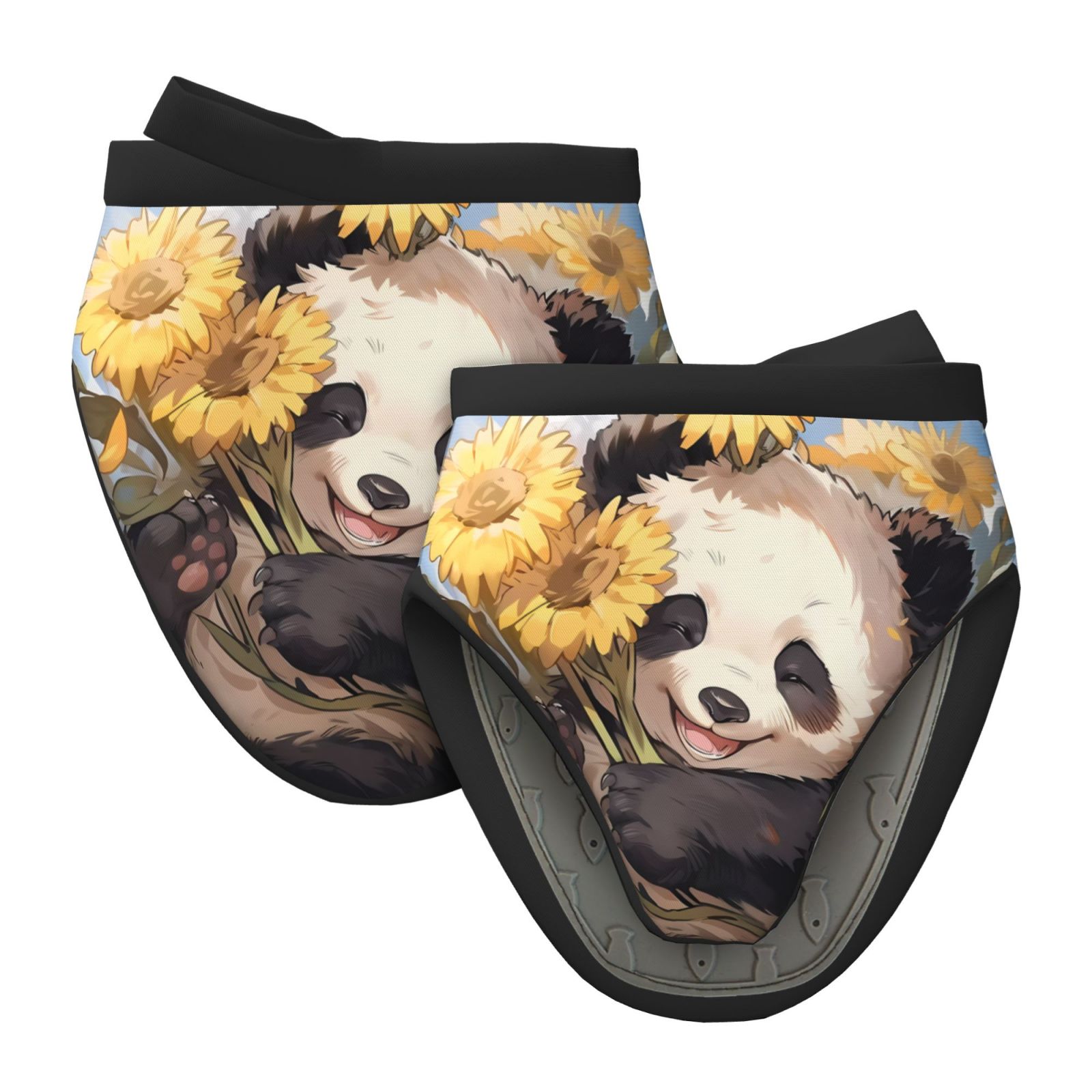Rocae Clear Sky Cute Sunflower Panda for Mini Oven Mitts Rubber Oven ...