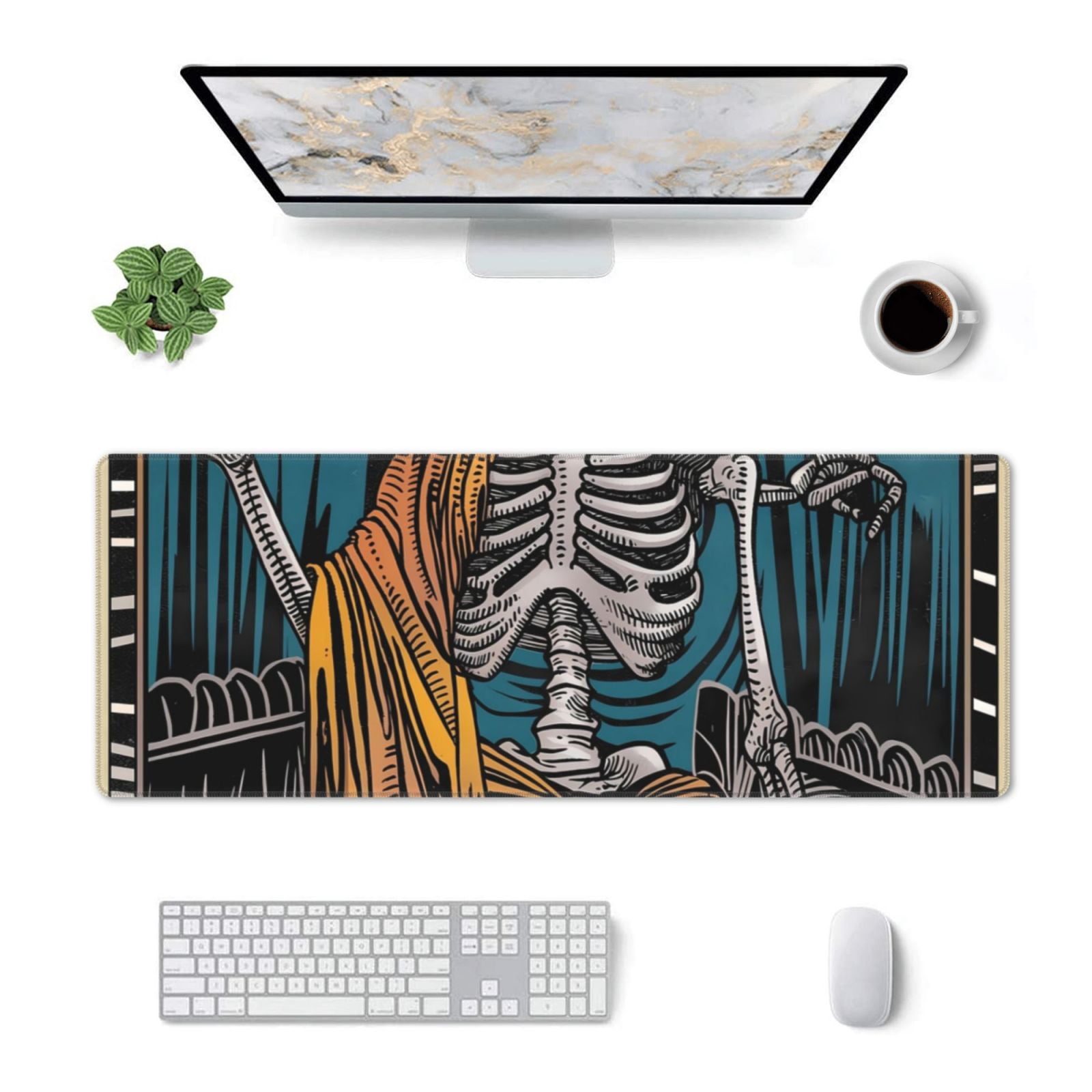 Rocae Coffee-Drinking Skull for Gaming Mouse Pad, Mouse Pad Large ...