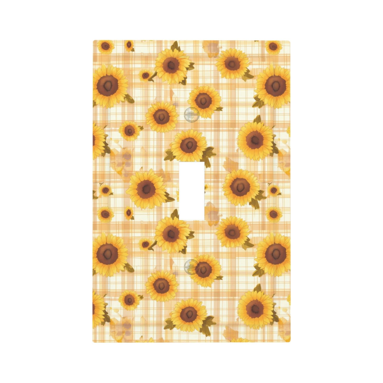 Rocae Coffee Plaid Sunflower for Decorator Light Switch or Receptacle ...