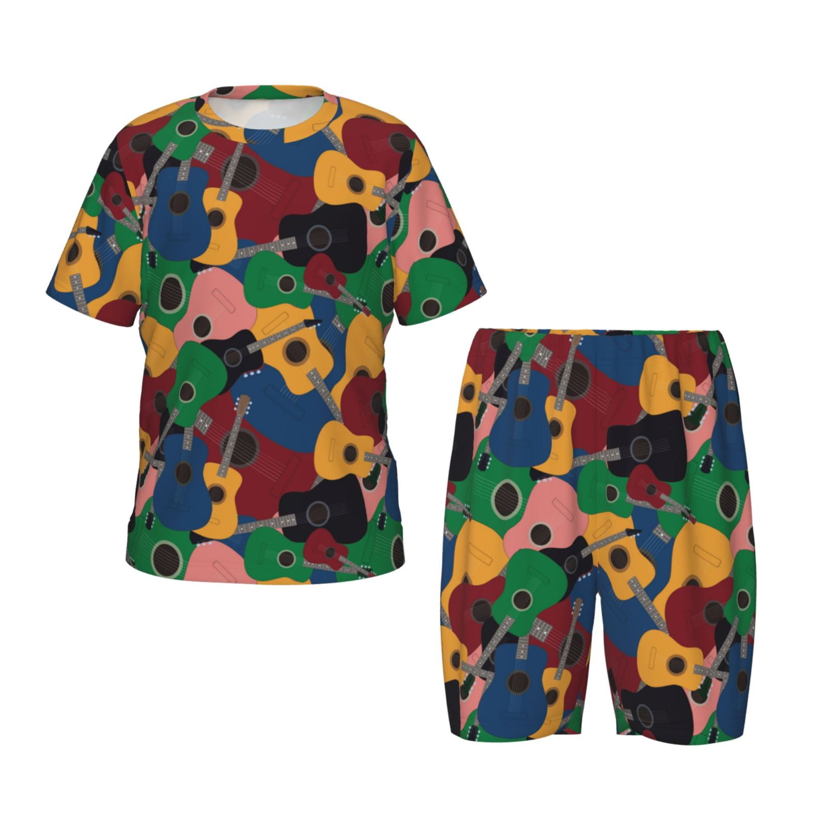 Rocae Colored Guitars for Short-Sleeved Summer Pajama Set for Girls and ...