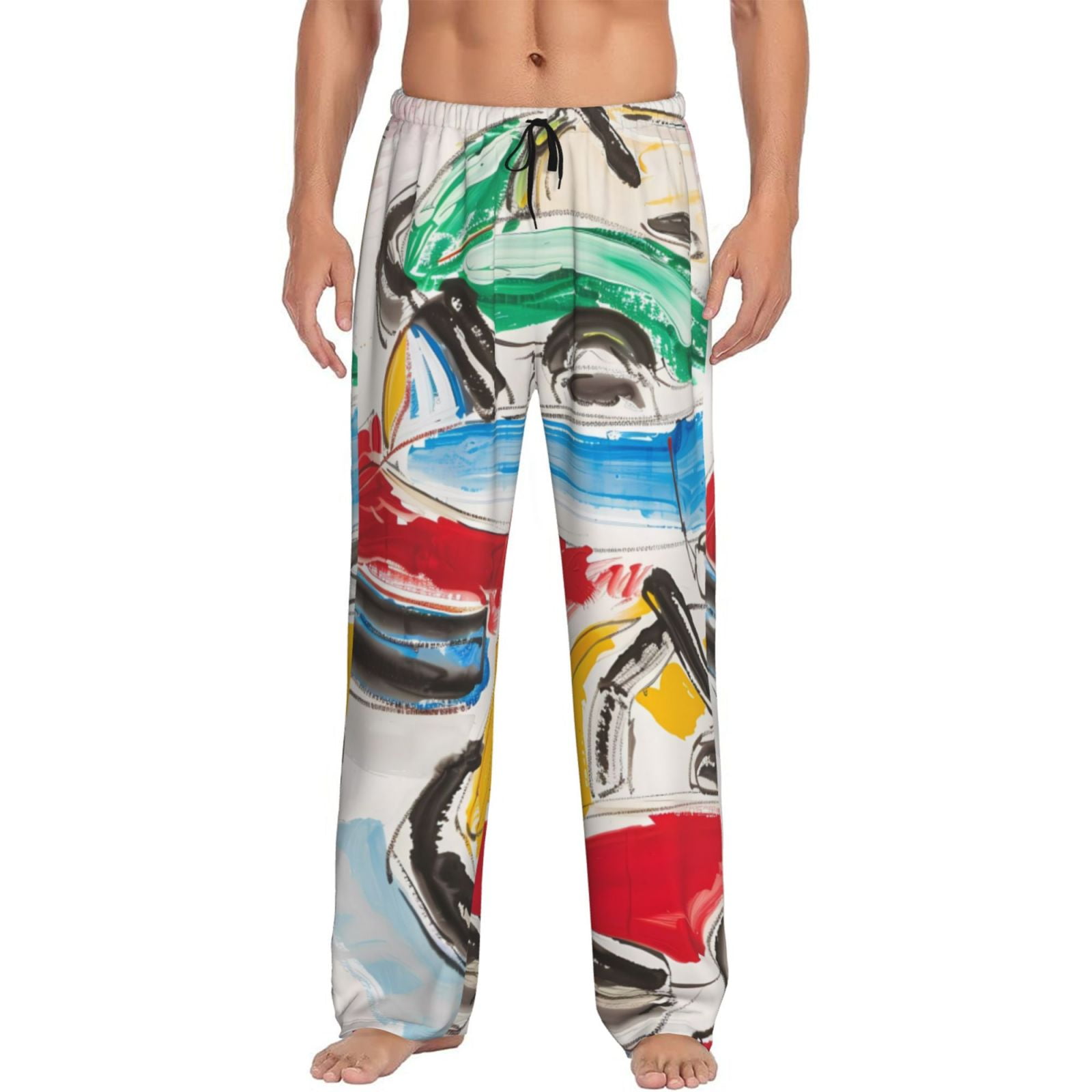 Rocae Colorful Abstract Bumper Cars Mens Pajama Pants Pj Pants Mens ...