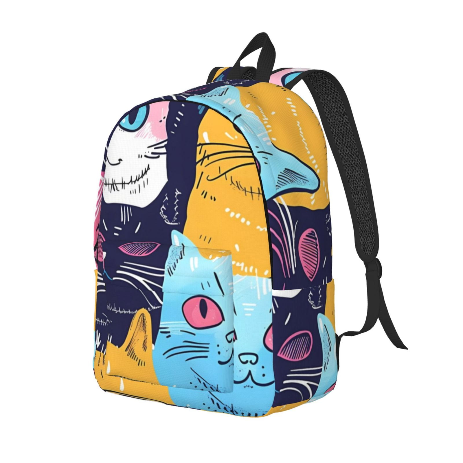 Rocae Colorful Cats Pattern Art for Canvas College Laptop Backpack for ...