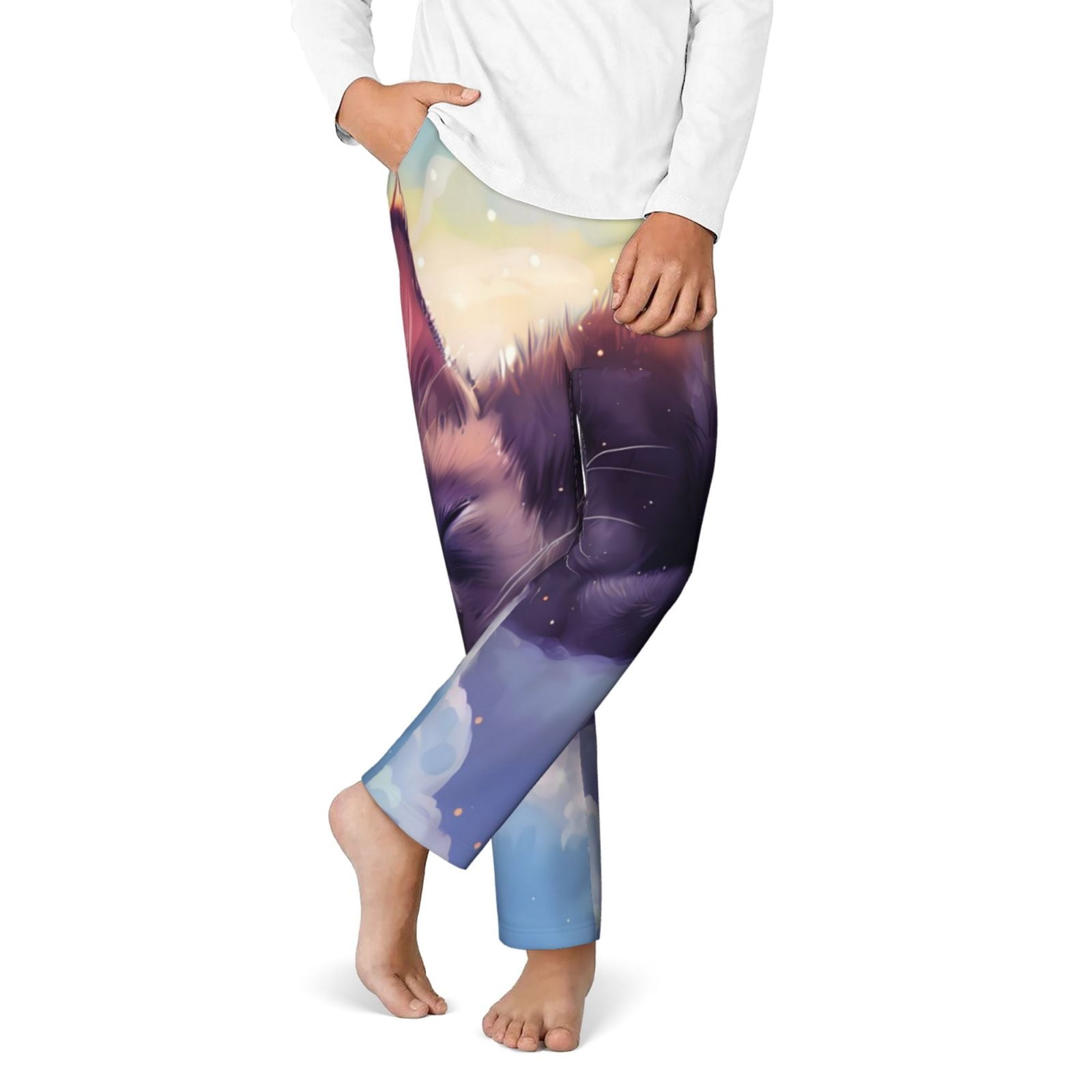 Rocae Colorful Cloud Sleeping Cat for Teenagers' Pajama Pants,Girls ...