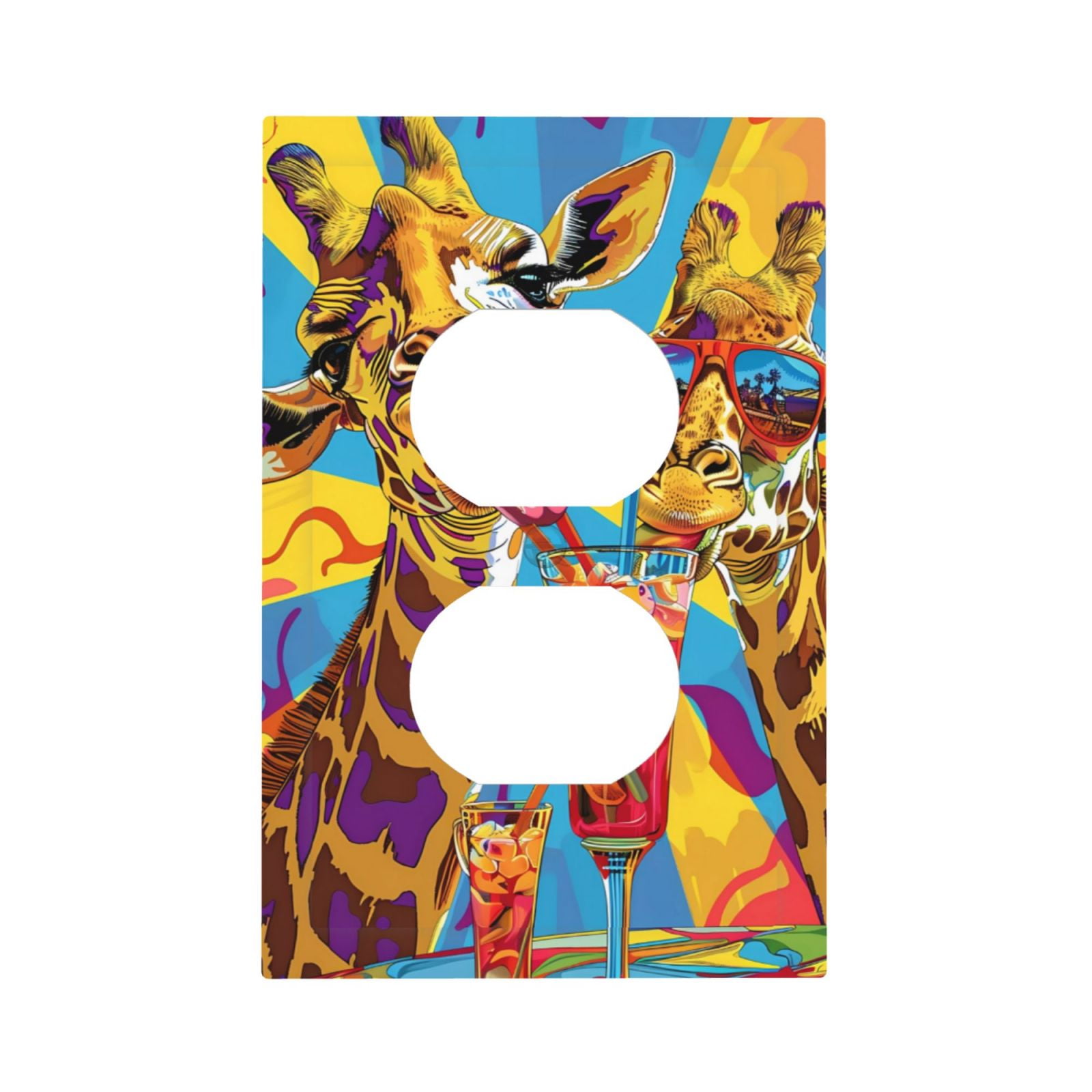 Rocae Colorful Giraffes with Drinks for Decorator Light Switch or Receptacle Outlet Wall Plate ...