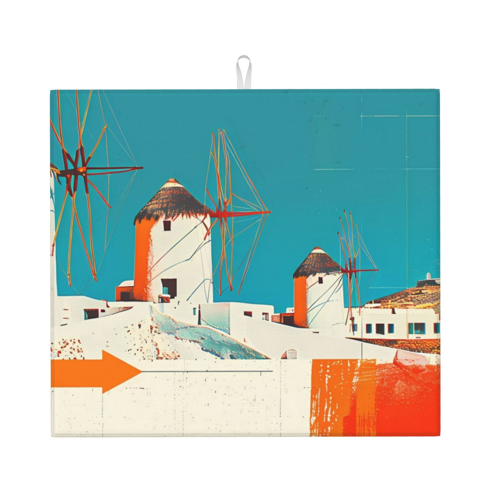 Rocae Colorful Greek Windmills for Drying Mat for Kitchen 16*18 inch ...
