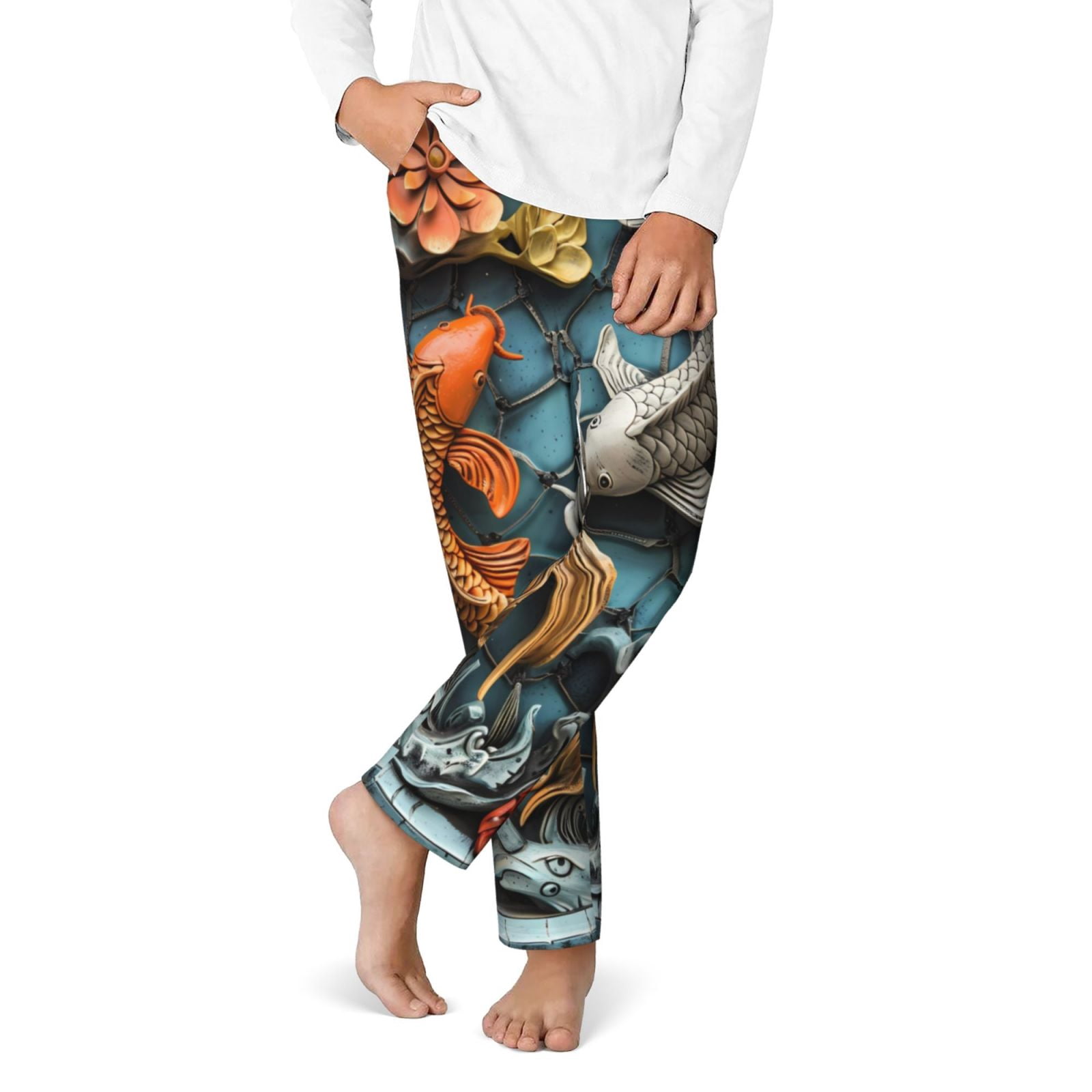Rocae Colorful Koi Fish Art for Teenagers' Pajama Pants,Girls lounge ...