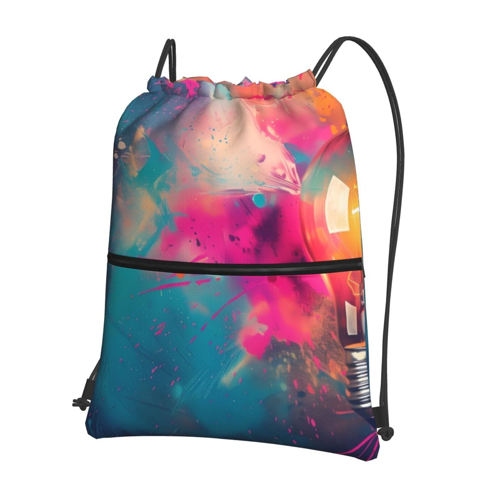 Rocae Colorful Lightbulb Abstract for Drawstring zipper Backpack Gym ...