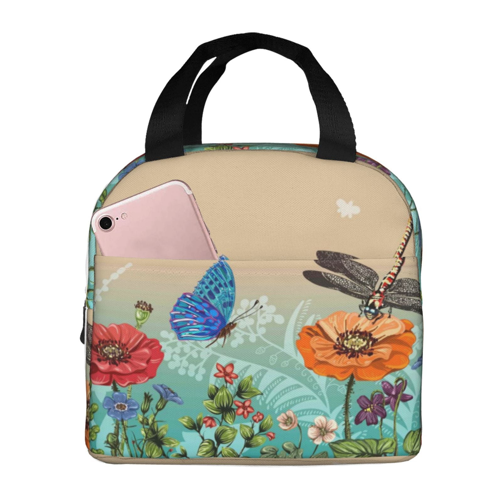 Rocae Colorful Plants And Insects for Insulated Lunch Bag for Women Men ...