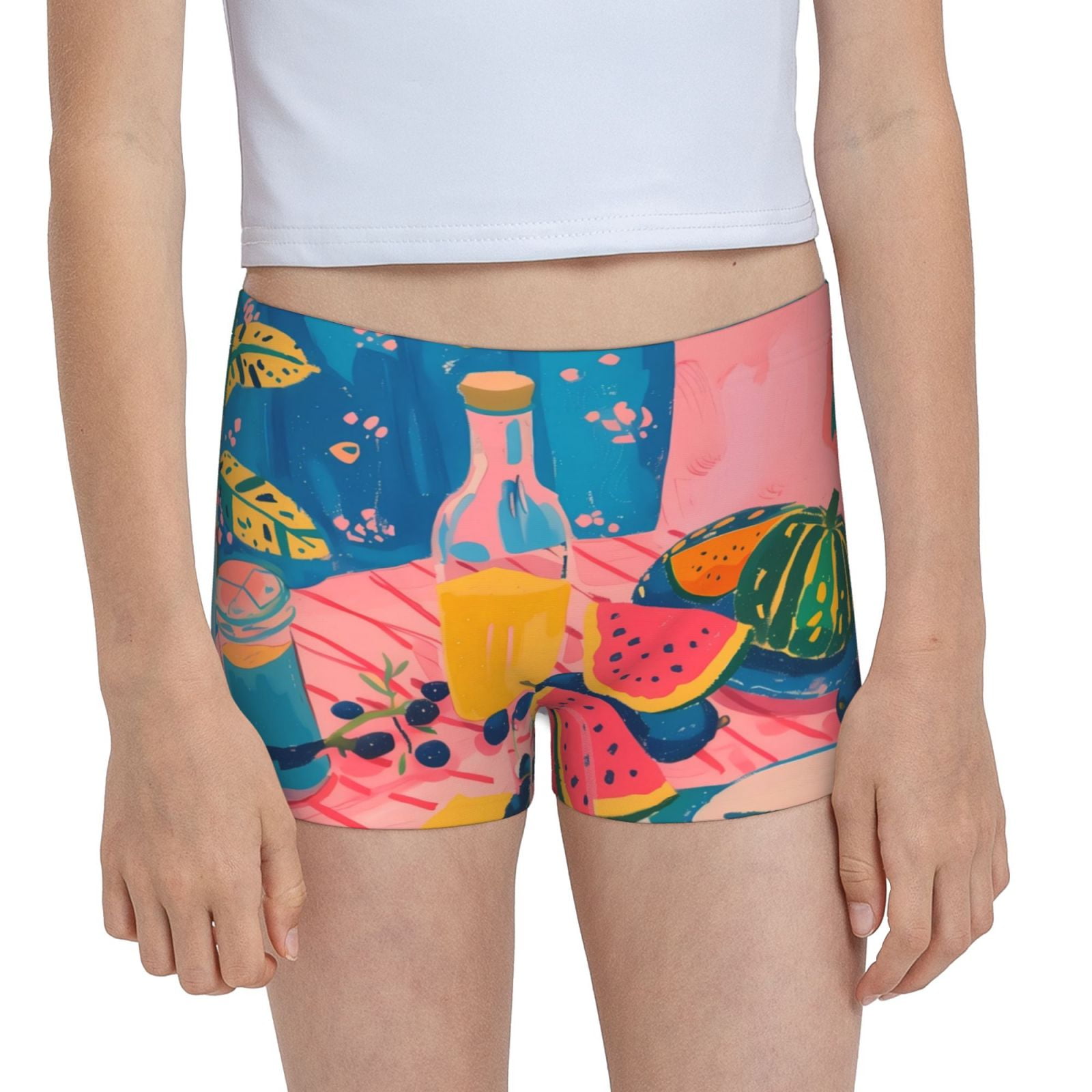 Rocae Colorful Summer Fruit Table for Girls' Cotton Boxer Briefs, Soft ...