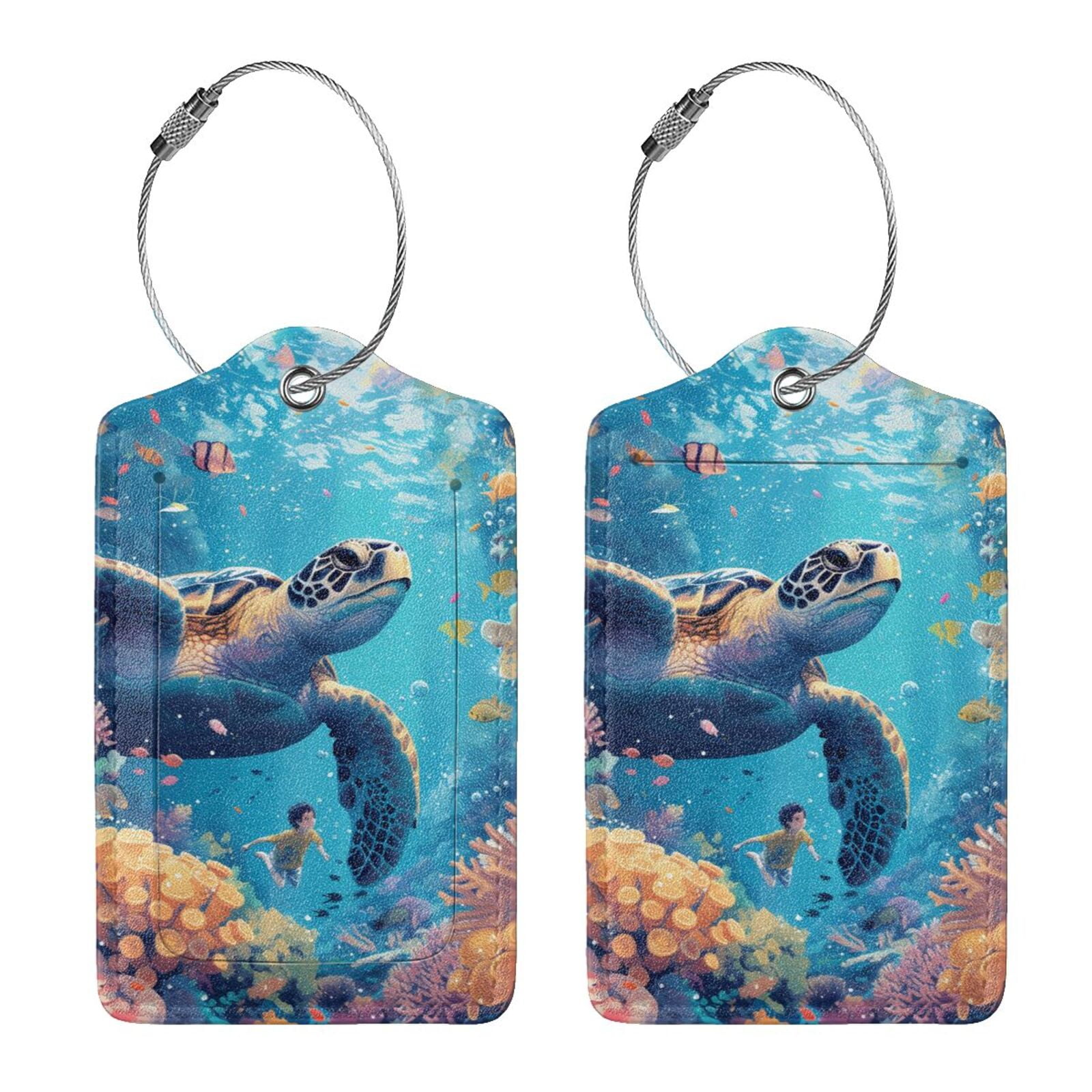 Rocae Colorful Underwater Plant Turtle for Leather Luggage Baggage Tags ...