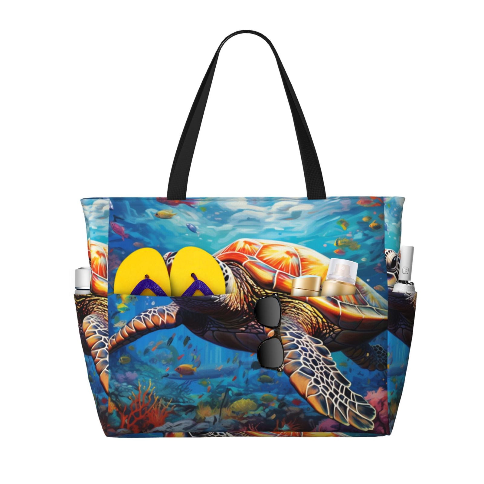 Rocae Colorful Underwater Sea Turtle for Large Women's Waterproof Beach ...