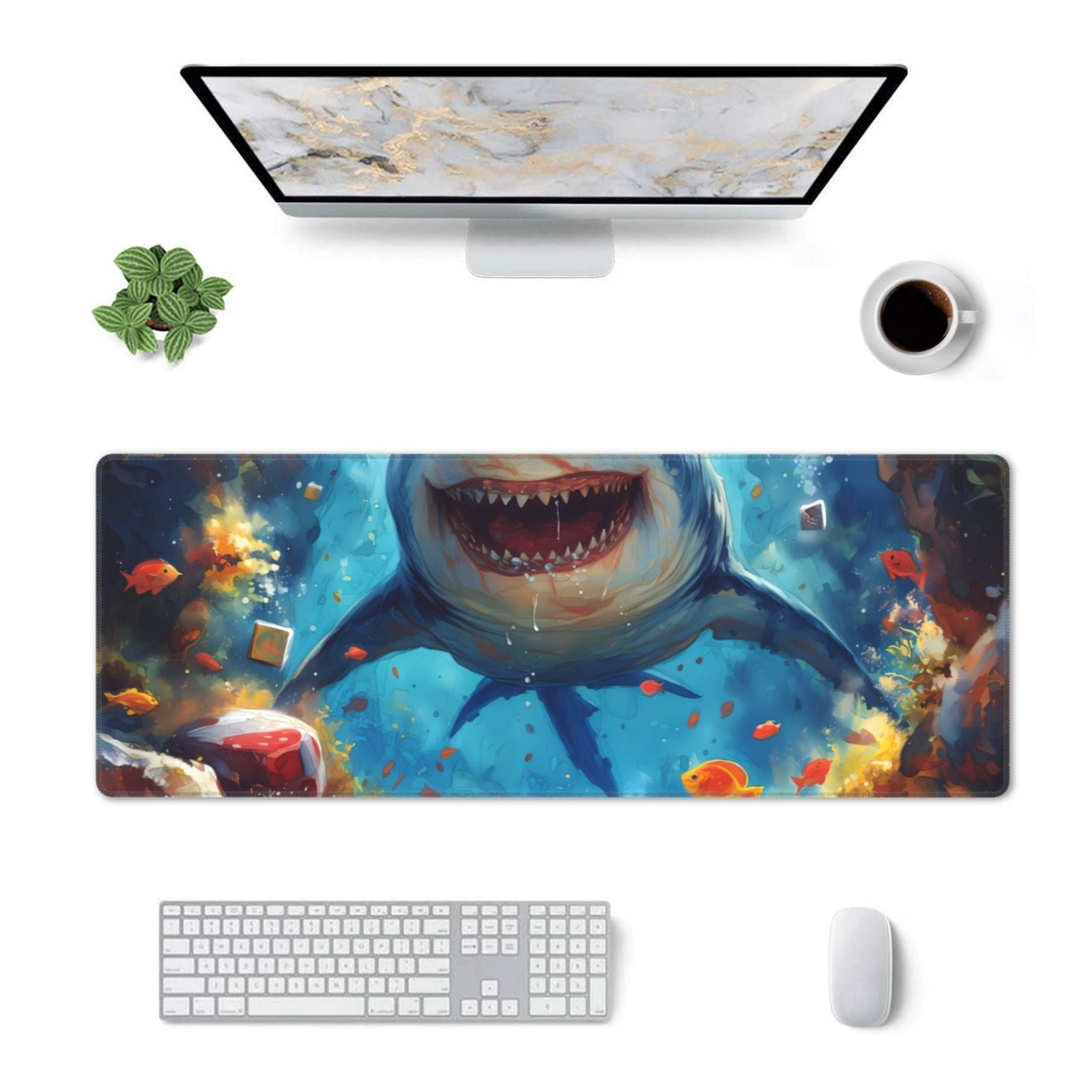 Rocae Colorful Underwater Shark for Gaming Mouse Pad, Mouse Pad Large ...