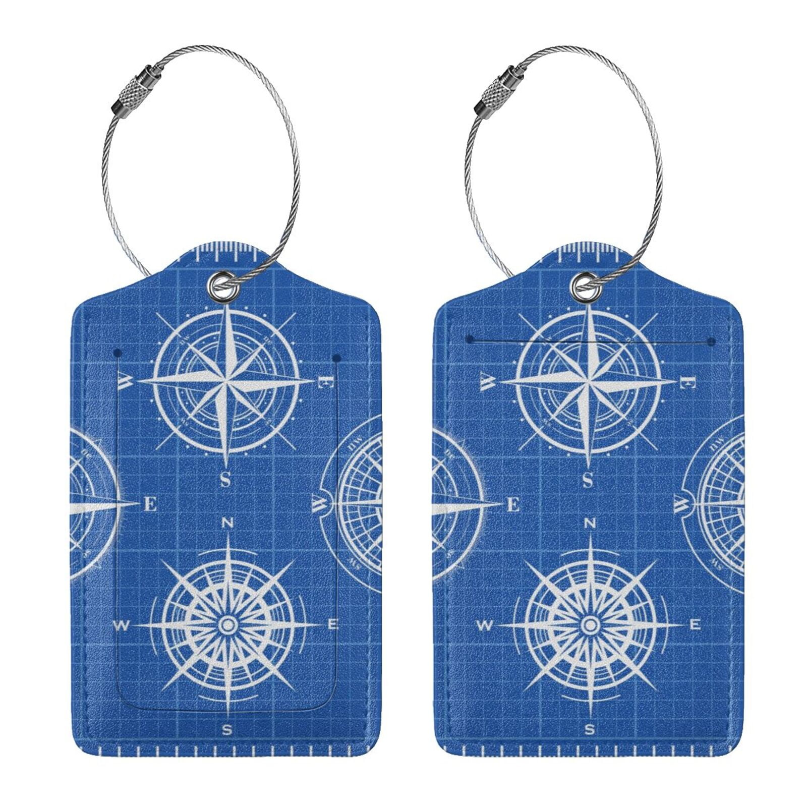Rocae Compass for Leather Luggage Baggage Tags ID Label Privacy Cover ...