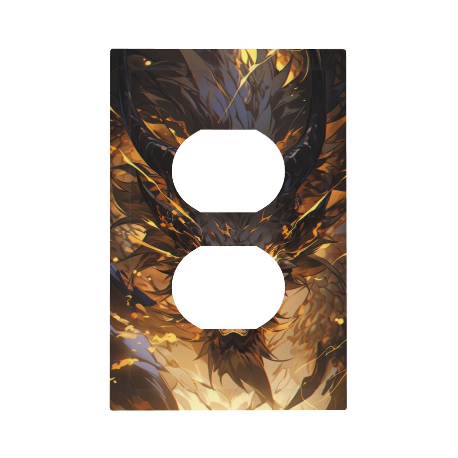 Rocae Cool Black Gold Dragon for Decorator Light Switch or Receptacle ...