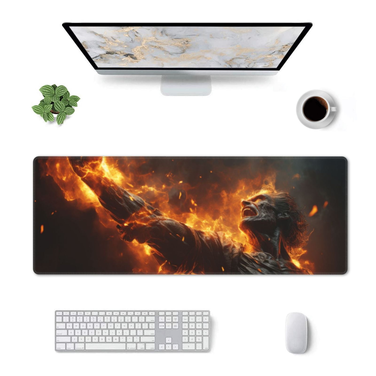 Rocae Cool Fire Man for Gaming Mouse Pad, Mouse Pad Large, Office ...