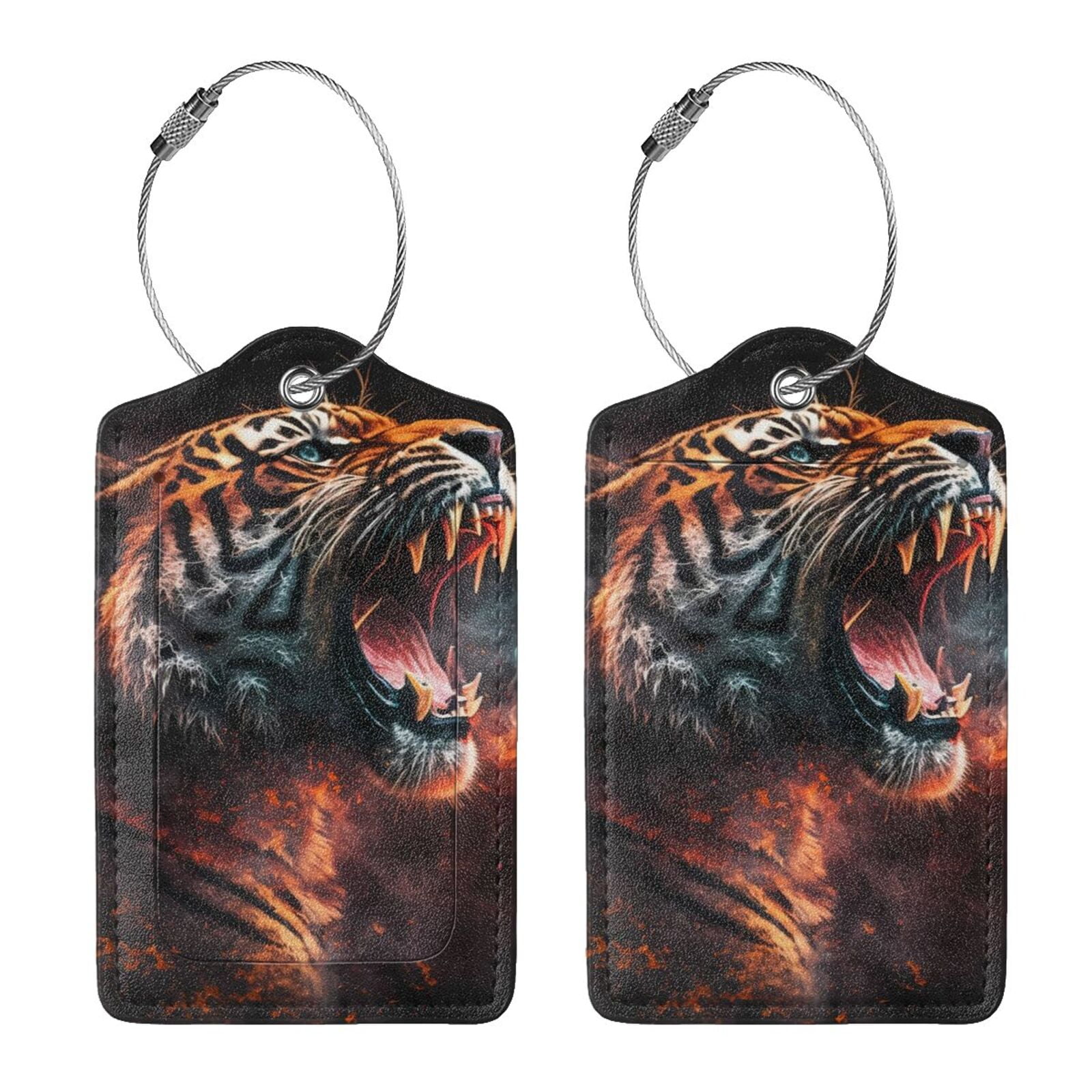 Rocae Cool Tiger for Leather Luggage Baggage Tags ID Label Privacy ...