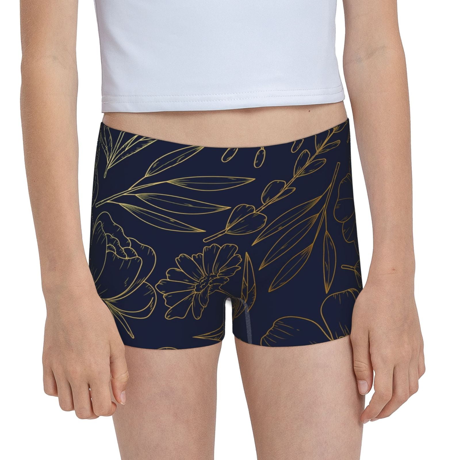 Rocae Copper-Gold Gloss Outline Flower for Girls' Cotton Boxer Briefs ...