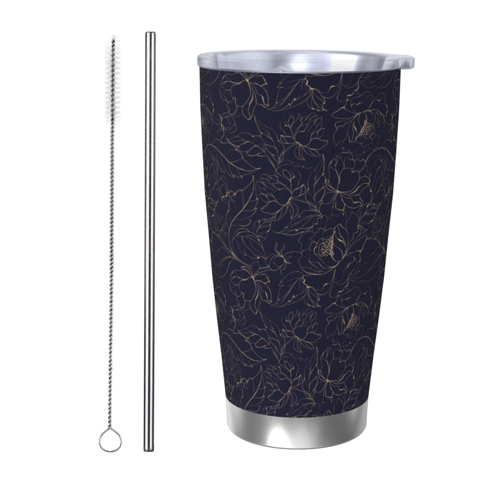 Rocae Copper-Gold Gloss Outline Peony for 20 Ounces Stainless Steel ...