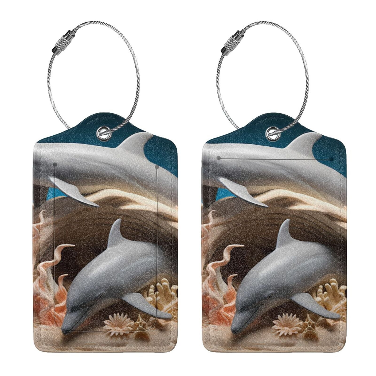 Rocae Coral Fish Dolphin for Leather Luggage Baggage Tags ID Label ...