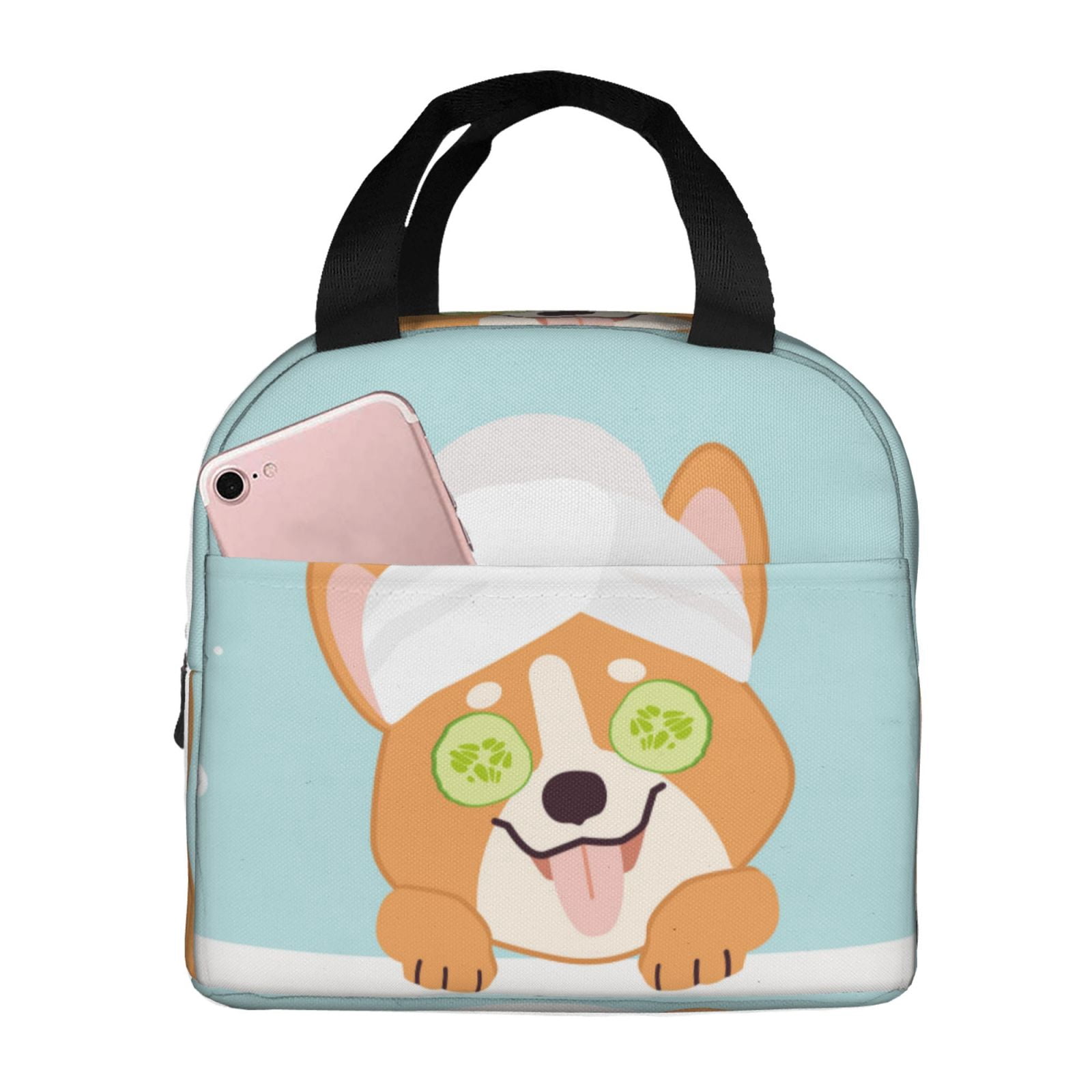 Rocae Corgi With Towel Ans Slice Cucumber for Insulated Lunch Bag for ...