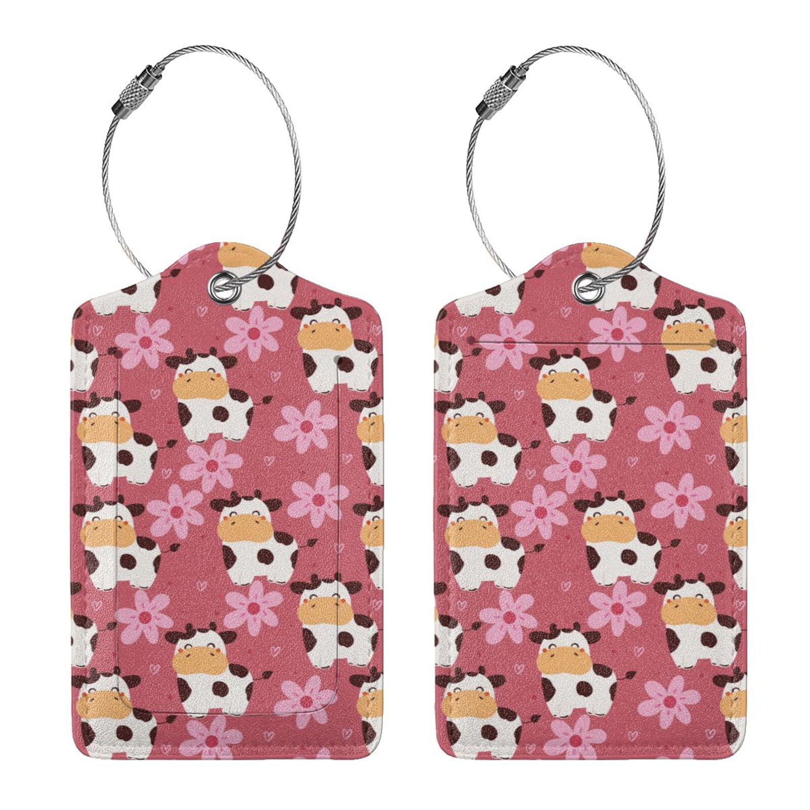 Rocae Cow And Flower for Leather Luggage Baggage Tags ID Label Privacy ...