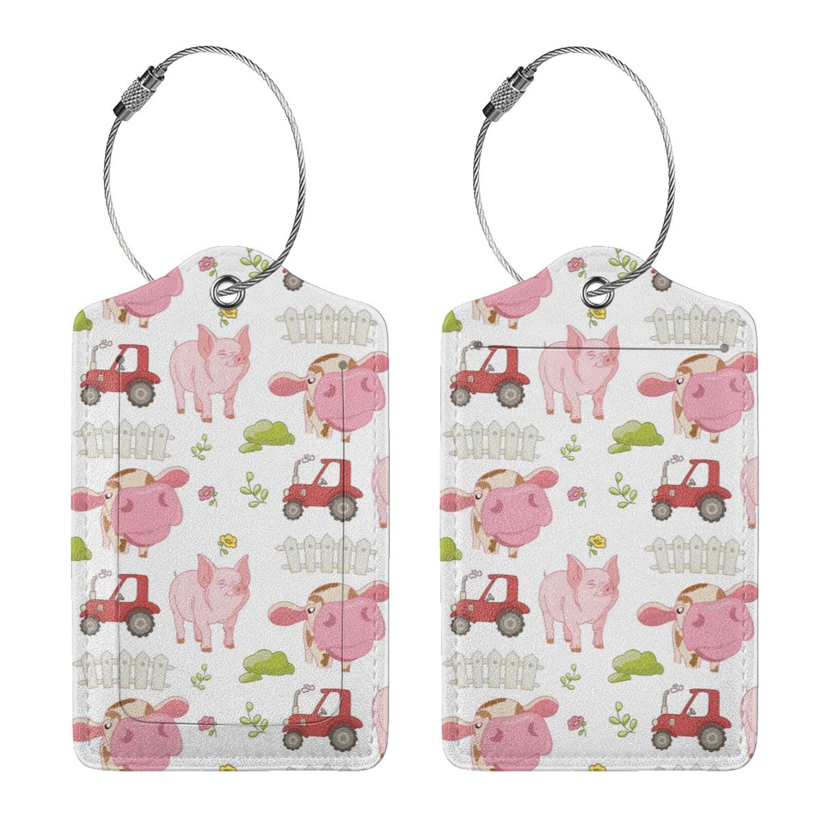 Rocae Cow And Pig for Leather Luggage Baggage Tags ID Label Privacy ...