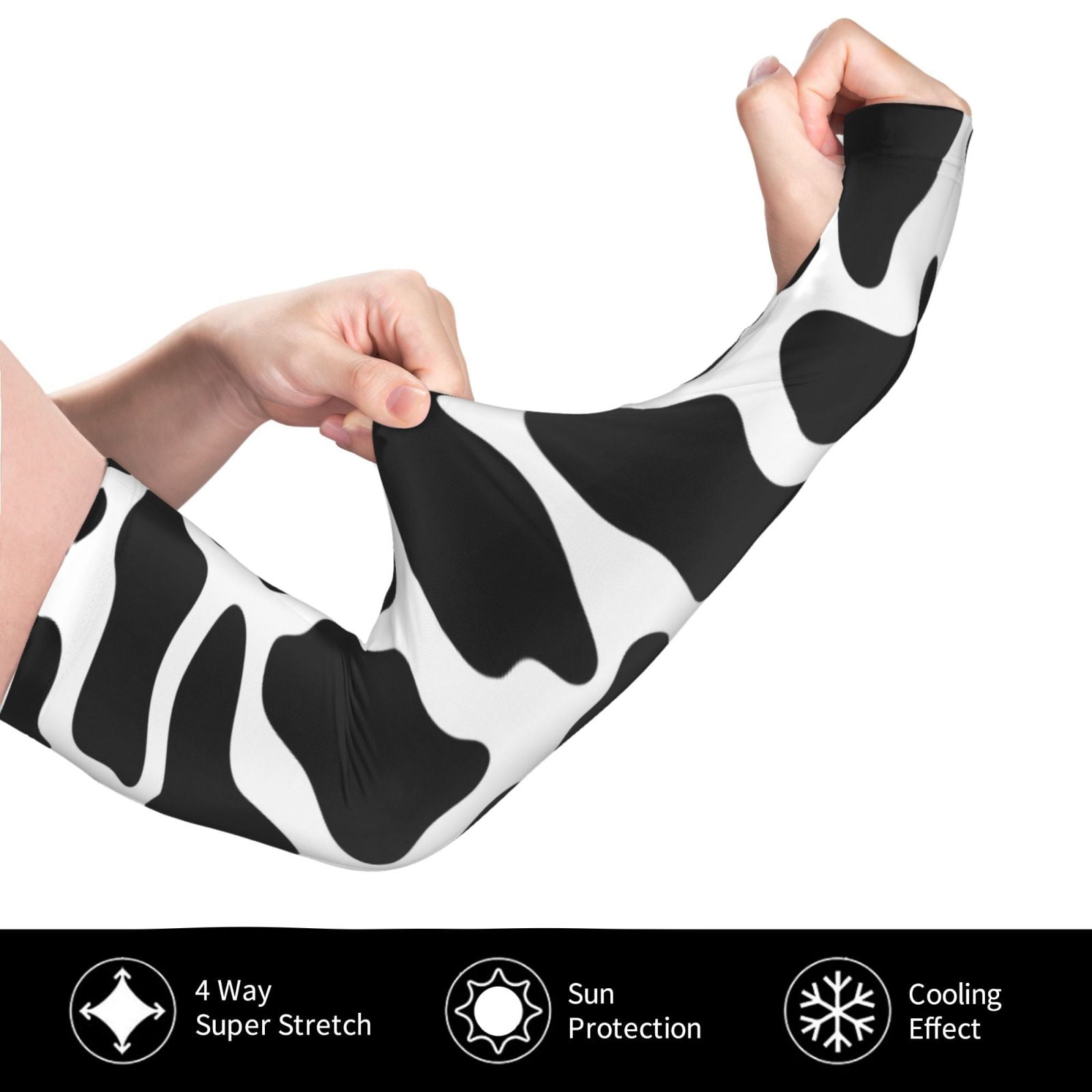 Rocae Cow Print Black White for Sports Cooling Arm Compression Sleeves ...