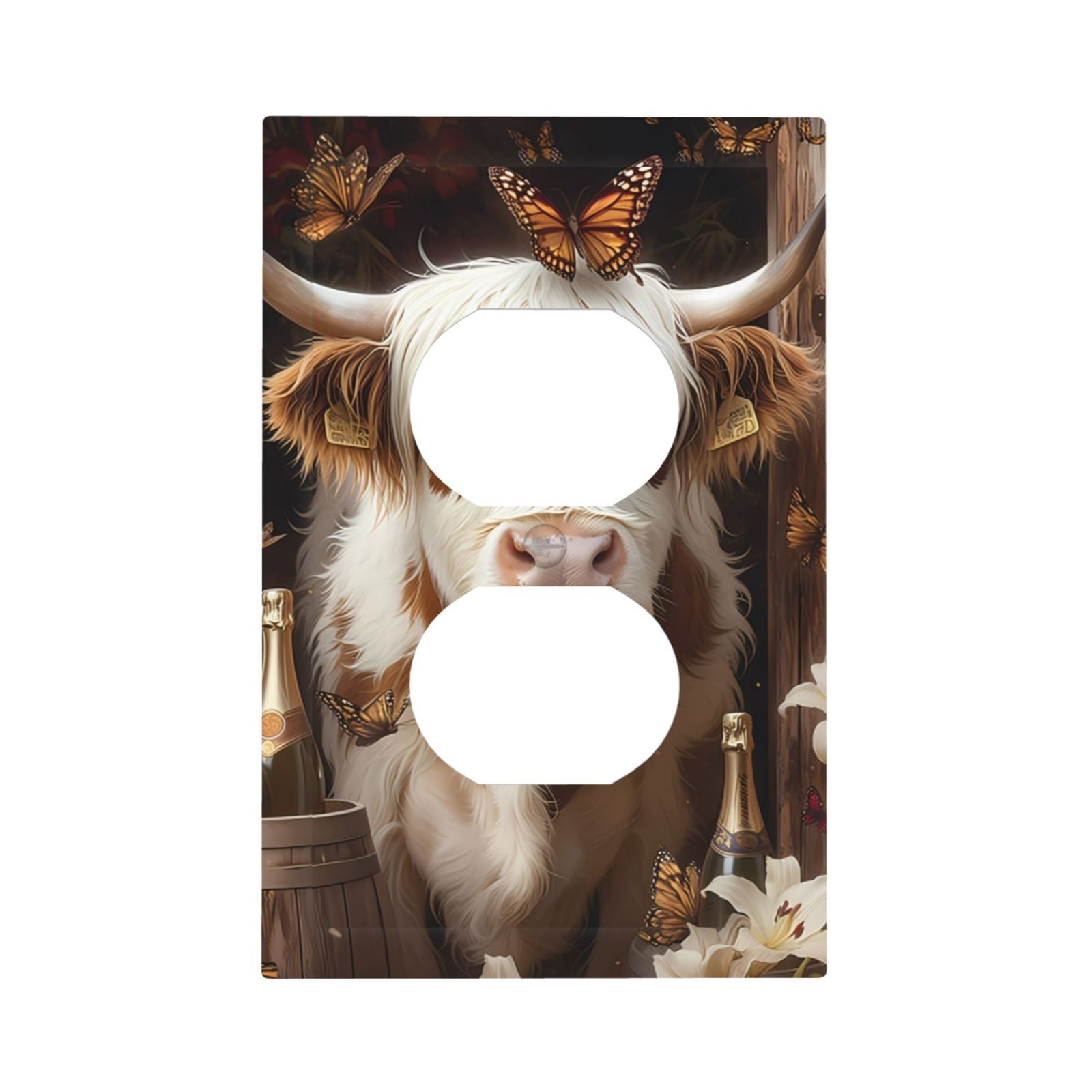 Rocae Cow With Butterflies for Decorator Light Switch or Receptacle ...