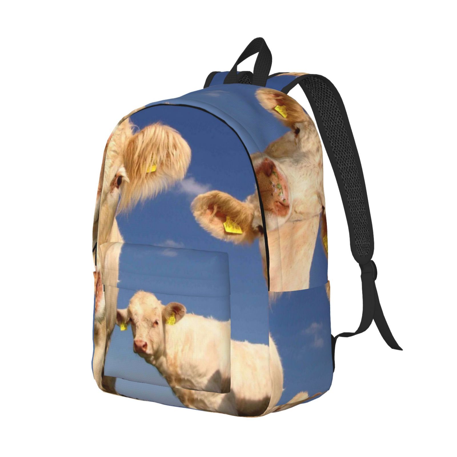 Rocae Cows Cattles for Durable Canvas Backpack Leisure Large Bag Travel ...