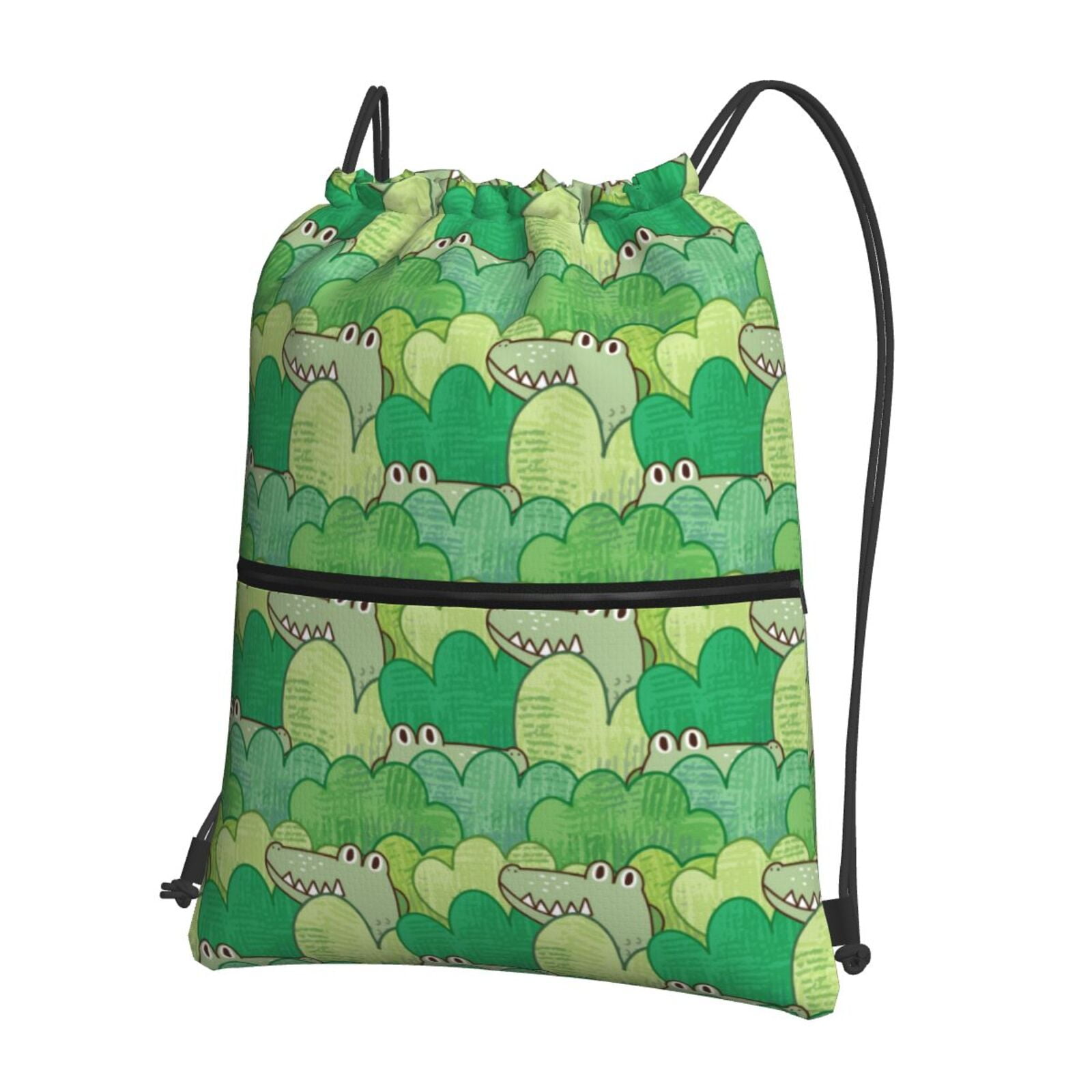 Rocae Crocodile And Bush for Drawstring zipper Backpack Gym Backpack ...