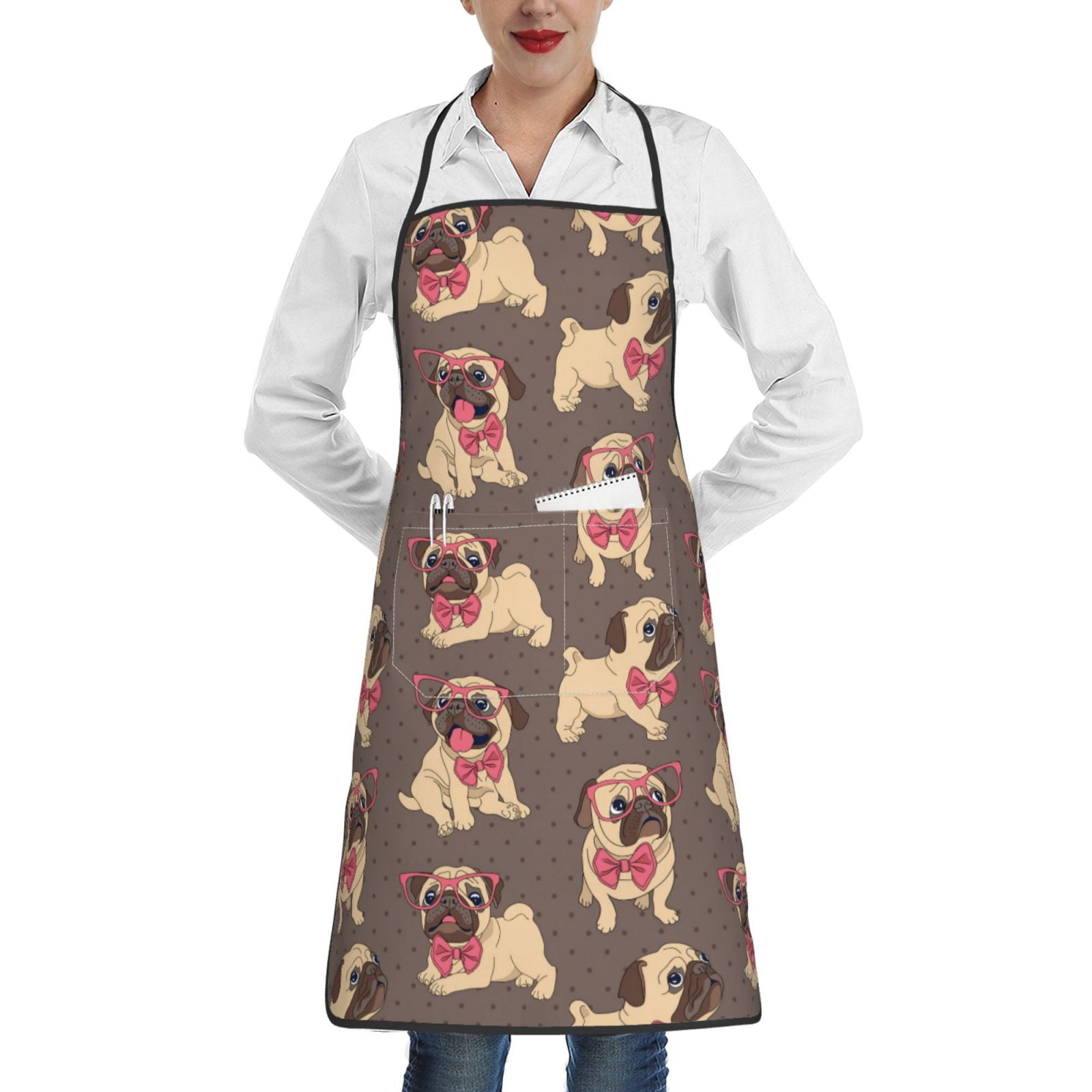 Rocae Cut Pug for Kitchen Aprons for Women Adjustable Cooking Kitchen ...