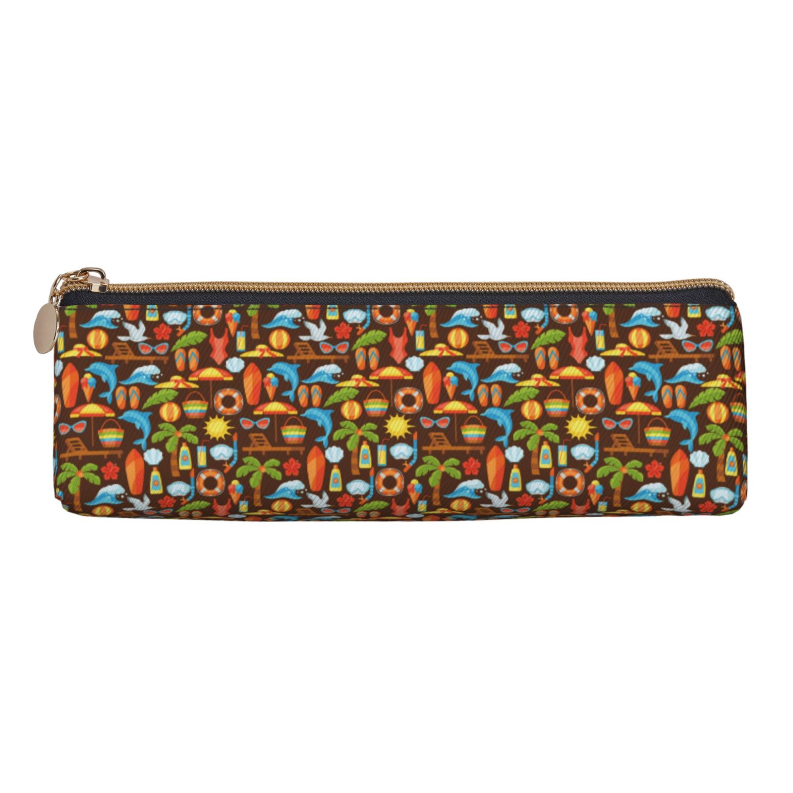Rocae Cute Beach Dolphin for Leather Pencil Case - Zippered Pen Case ...