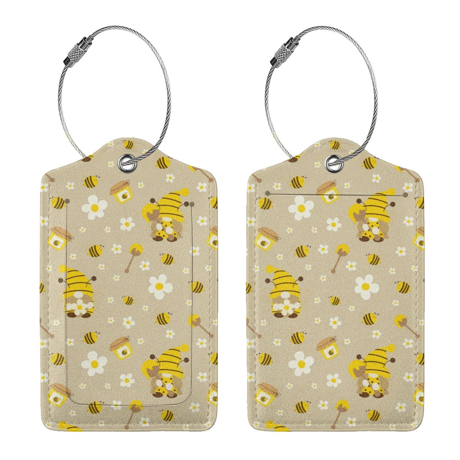 Rocae Cute Bee Gnome 2 for Leather Luggage Baggage Tags ID Label ...
