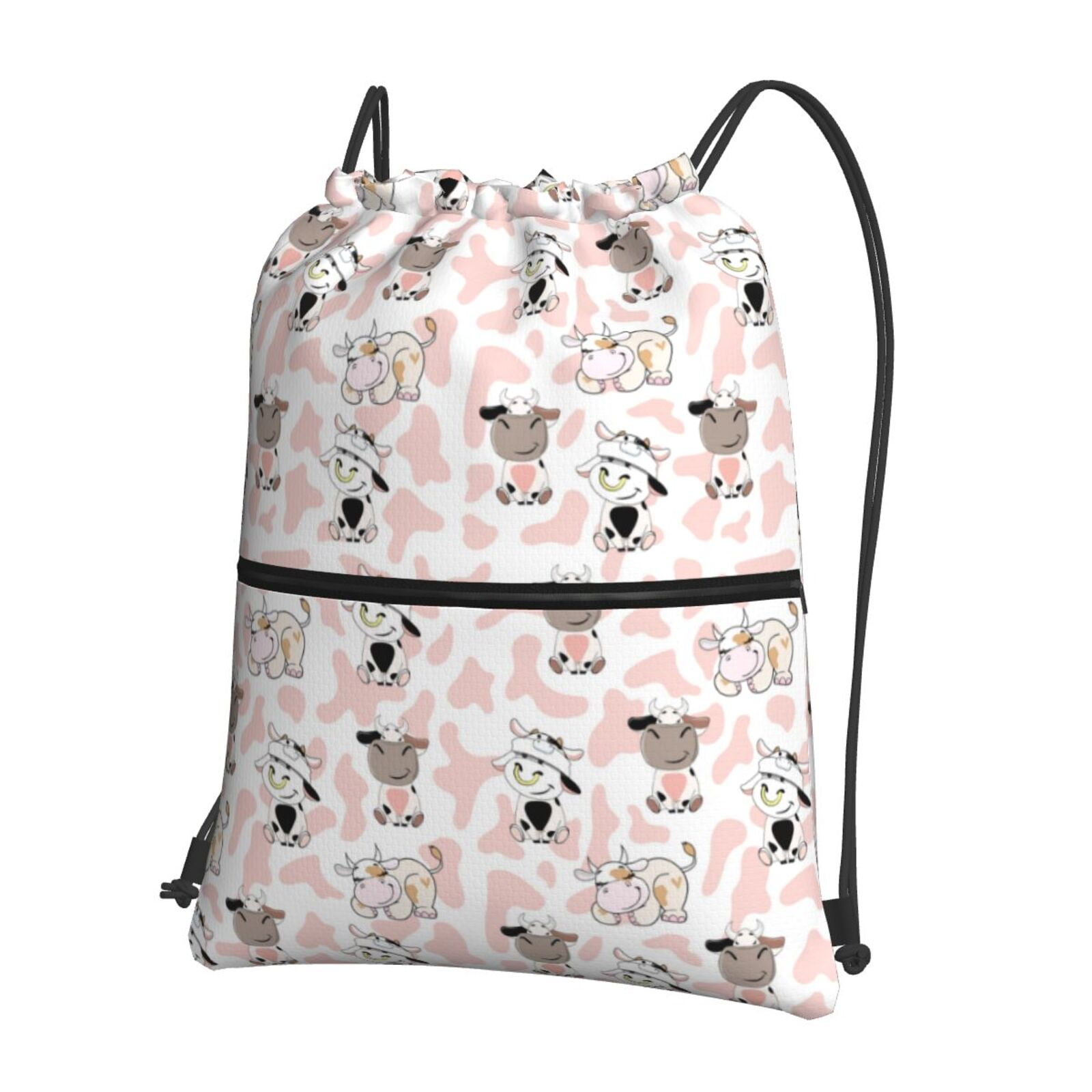 Rocae Cute Cartoon Cows for Drawstring zipper Backpack Gym Backpack Bag ...