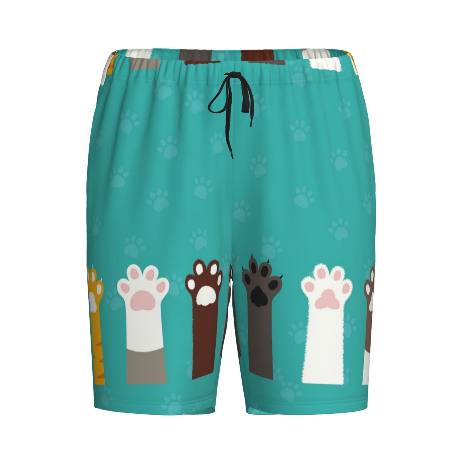 Rocae Cute Cat Paw And Dog for Men's Soft Sleep Pajama Shorts ...