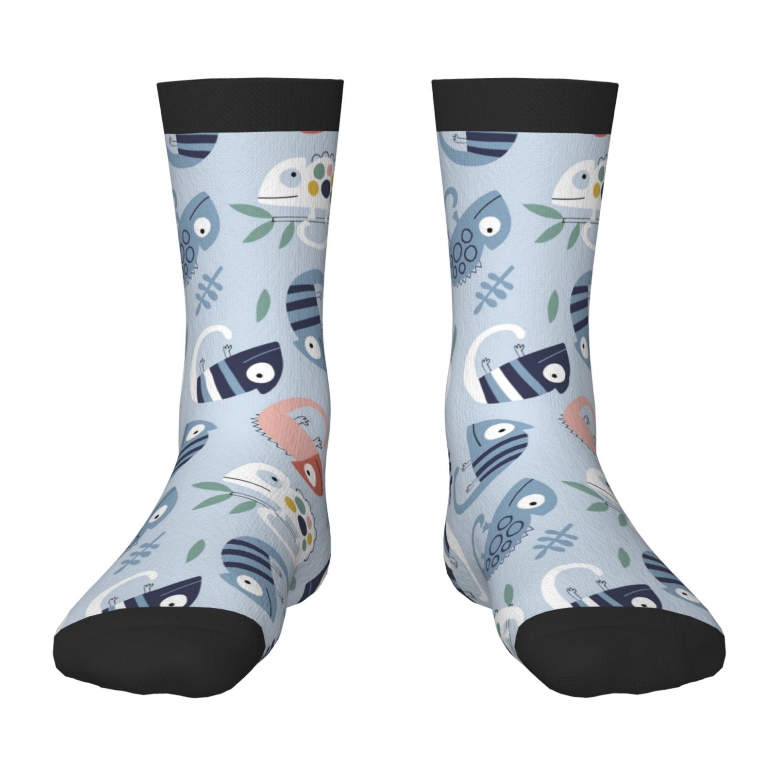 Rocae Cute Chameleons On Blue for Girls Boys Crew Socks,Children's ...