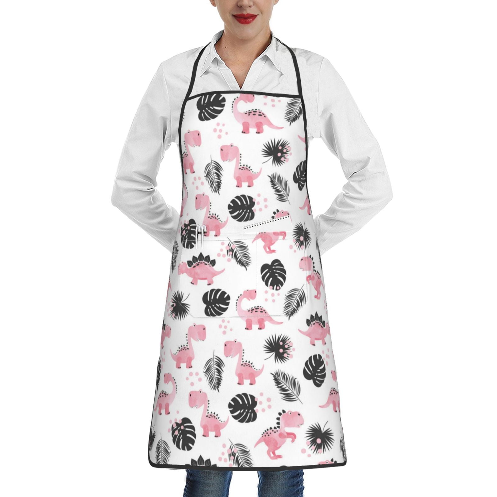 Rocae Cute Dinosaur for Kitchen Aprons for Women Adjustable Cooking ...