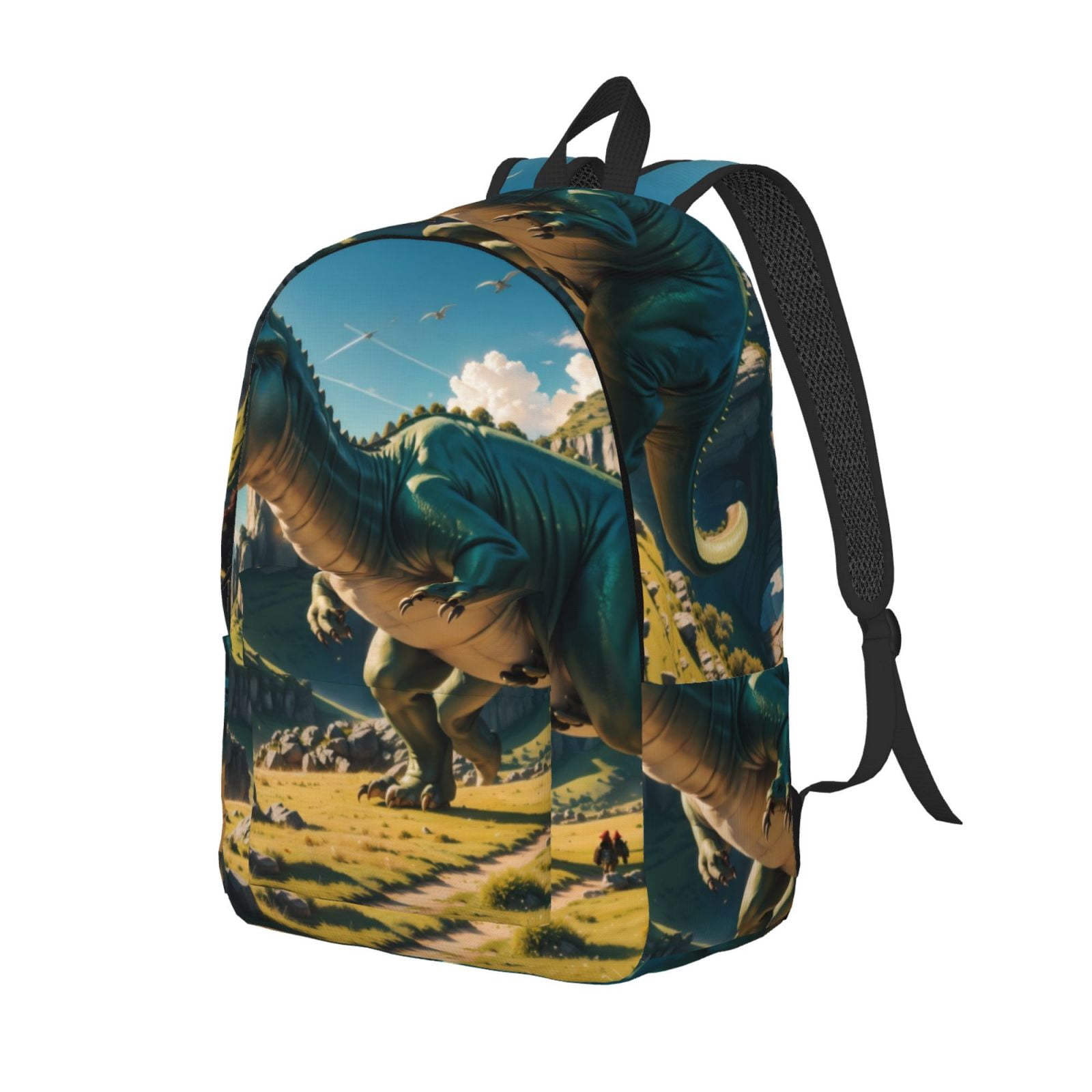 Rocae Cute Green Dinosaur Blue Sky for Canvas College Laptop Backpack ...