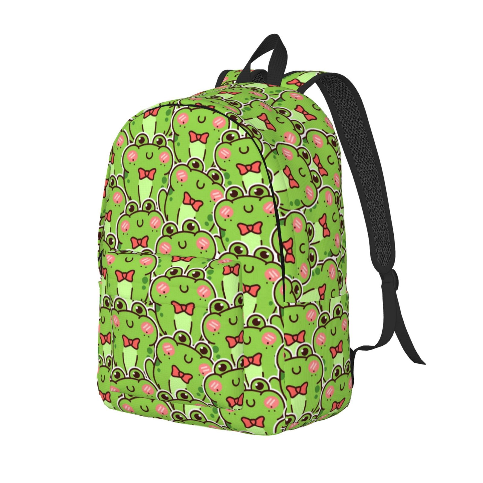 Rocae Cute Green Frog for Canvas College Laptop Backpack for Men Women ...