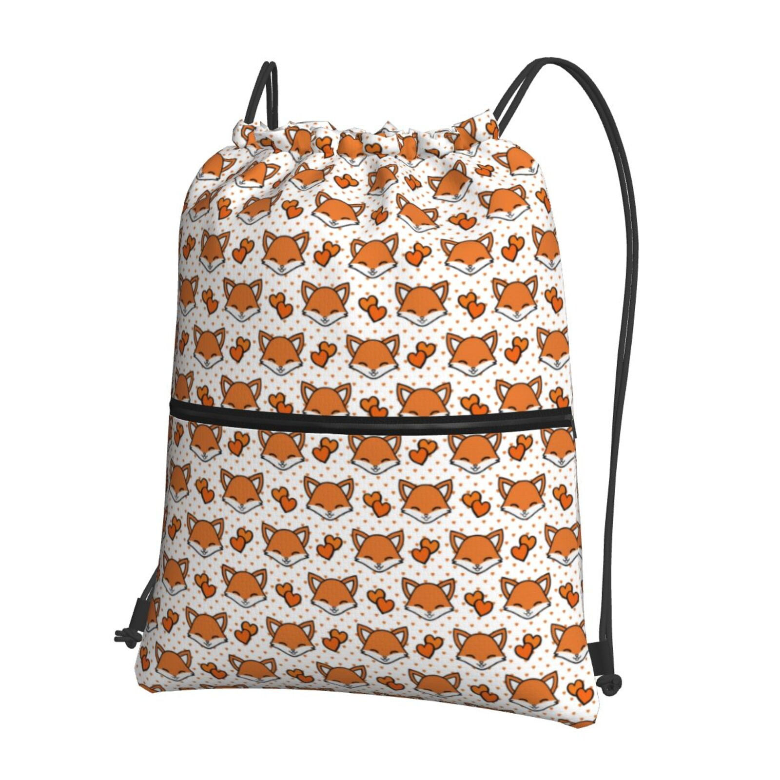 Rocae Cute Heart Fox Cartoon for Drawstring zipper Backpack Gym ...