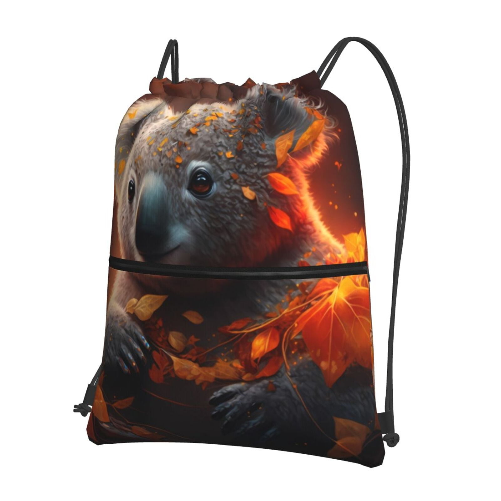 Rocae Cute Maple Leaf Koala for Drawstring zipper Backpack Gym Backpack ...