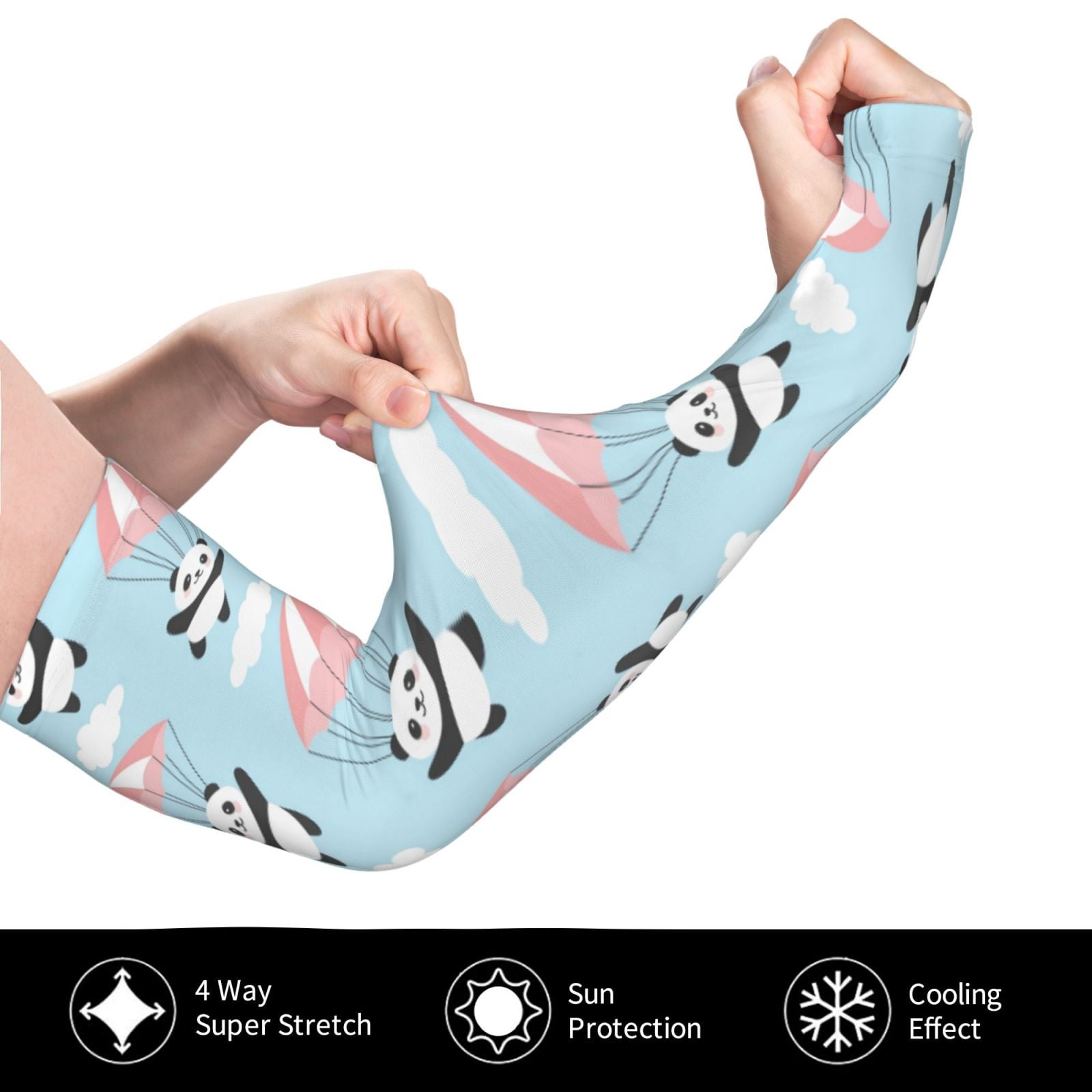 Rocae Cute Panda Flying in the Sky for Sports Cooling Arm Compression ...