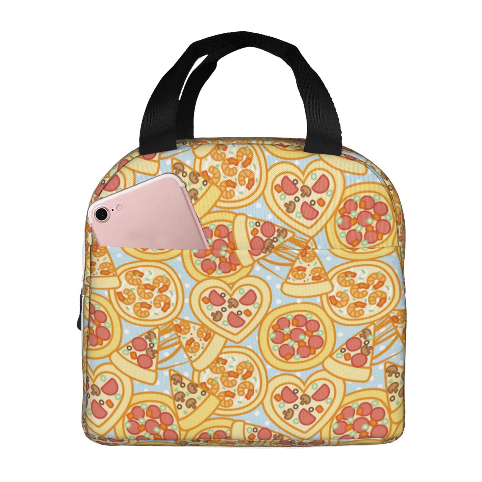 Rocae Cute Pizza In Various for Insulated Lunch Bag for Women Men,Large ...