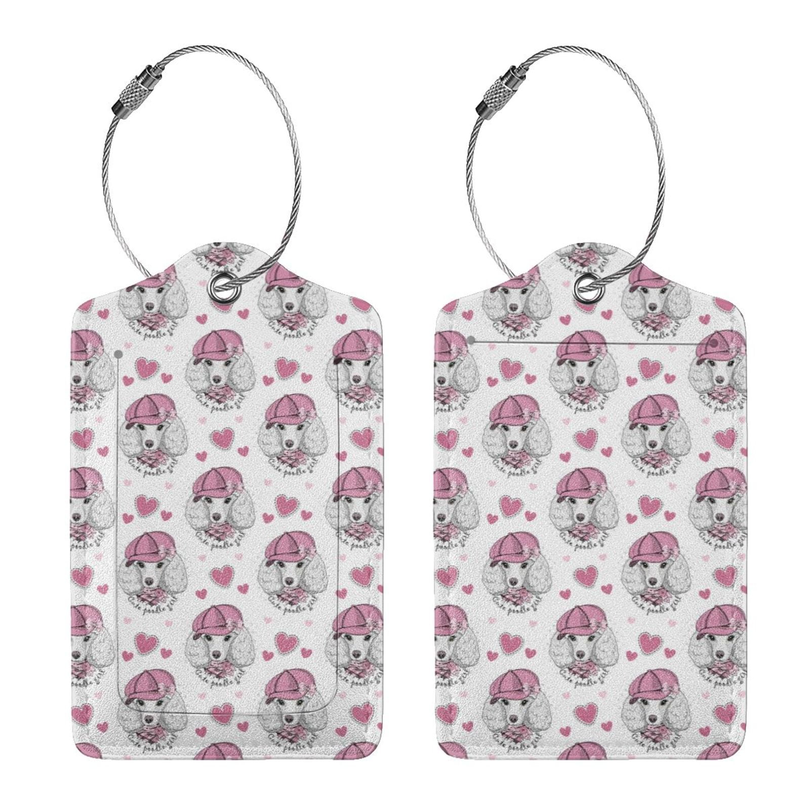 Rocae Cute Poodle Dog for Leather Luggage Baggage Tags ID Label Privacy ...