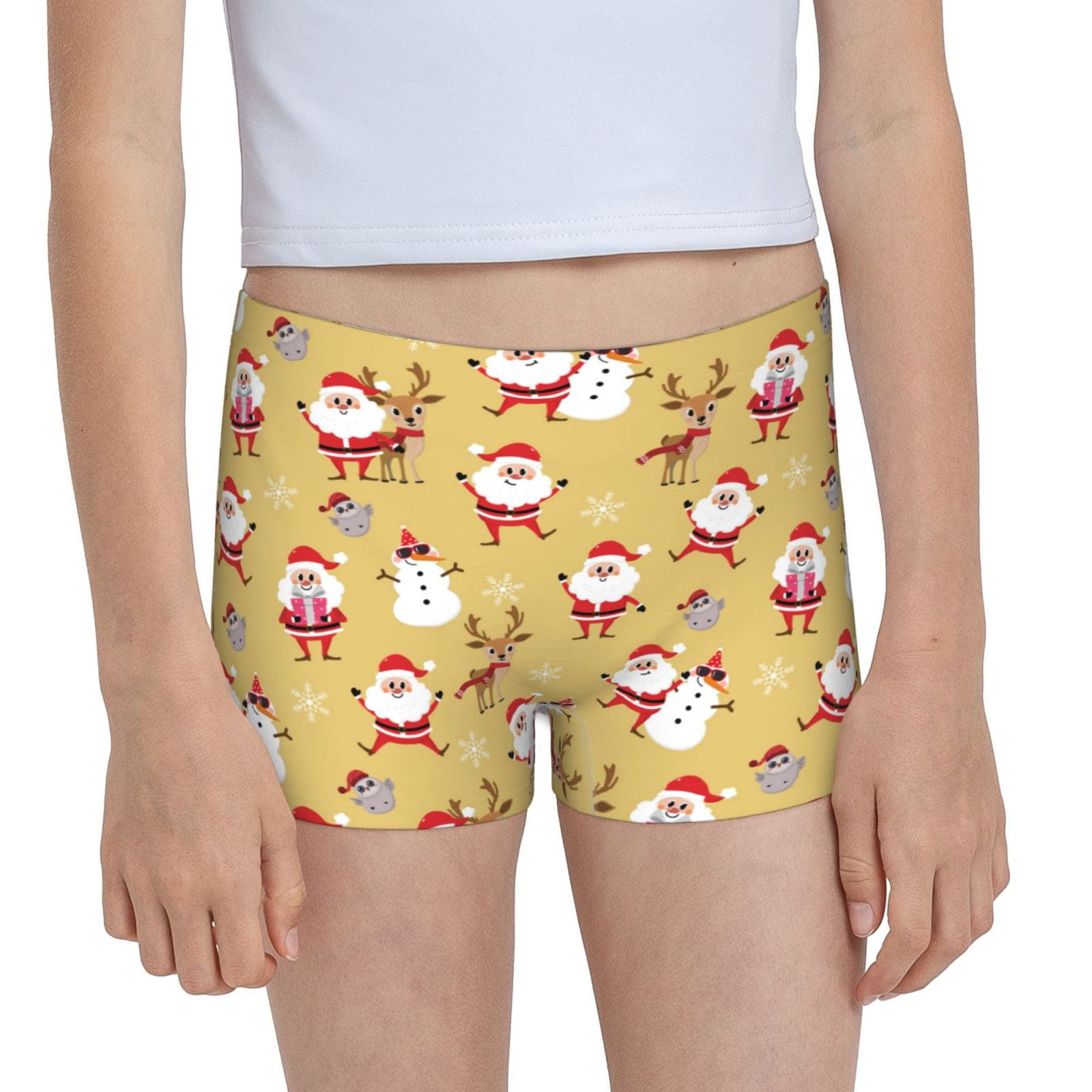 Rocae Cute Santa and Reindeer for Girls' Cotton Boxer Briefs, Soft Mid ...
