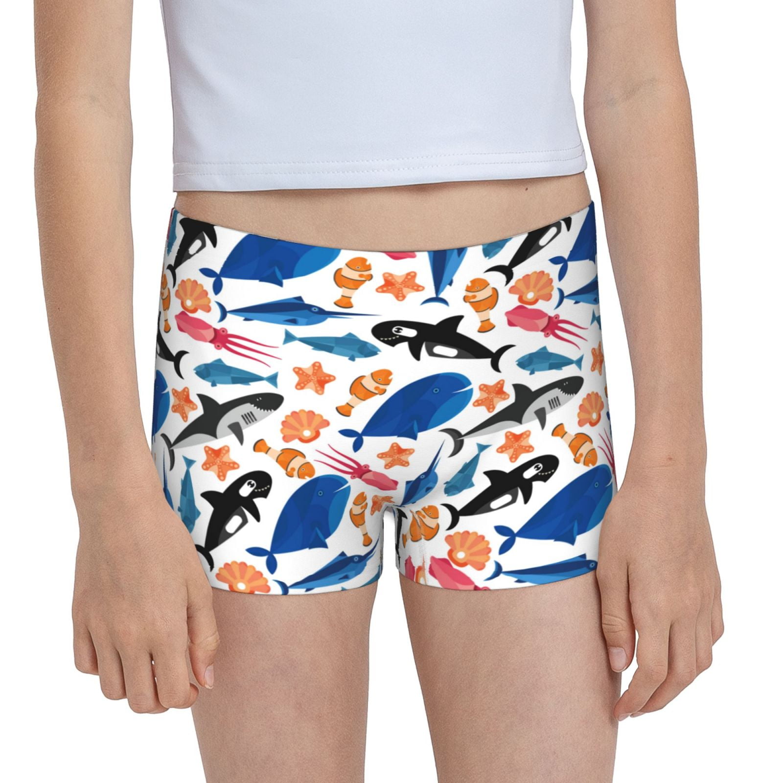 Rocae Cute Sea Animals for Girls' Cotton Boxer Briefs, Soft Mid-rise ...