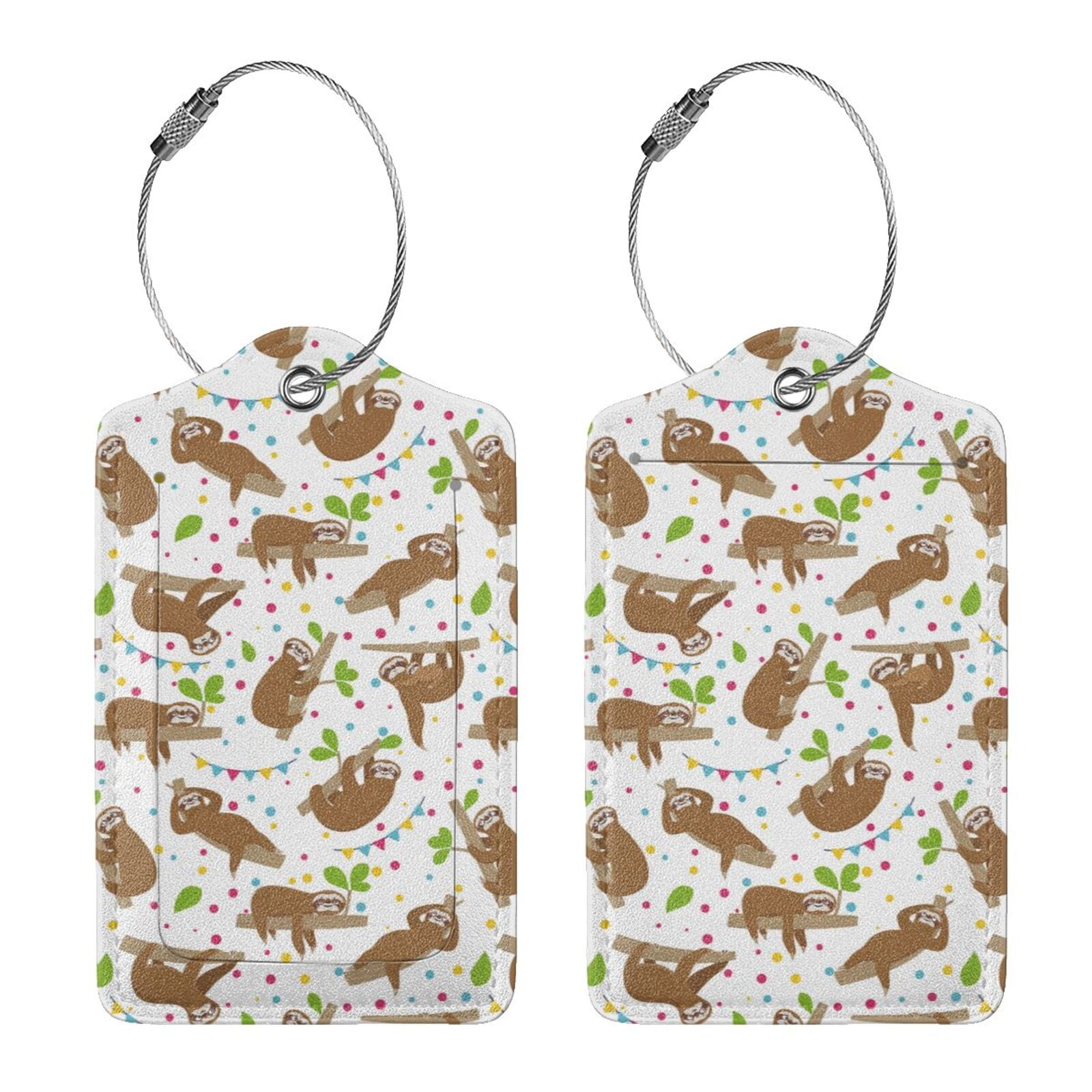 Rocae Cute Sloth for Leather Luggage Baggage Tags ID Label Privacy ...