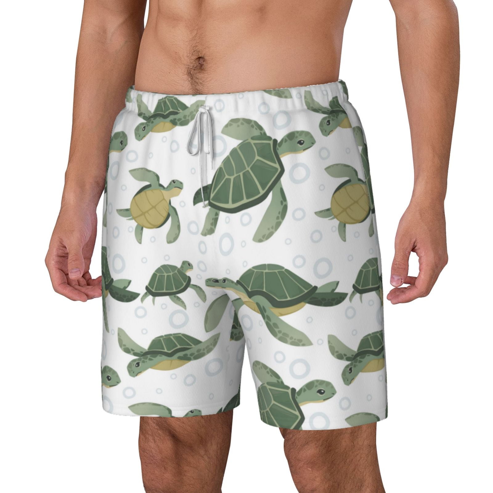 Rocae Cute Turtle for Men's Swim Trunks Quick Dry With Two Side Pockets ...