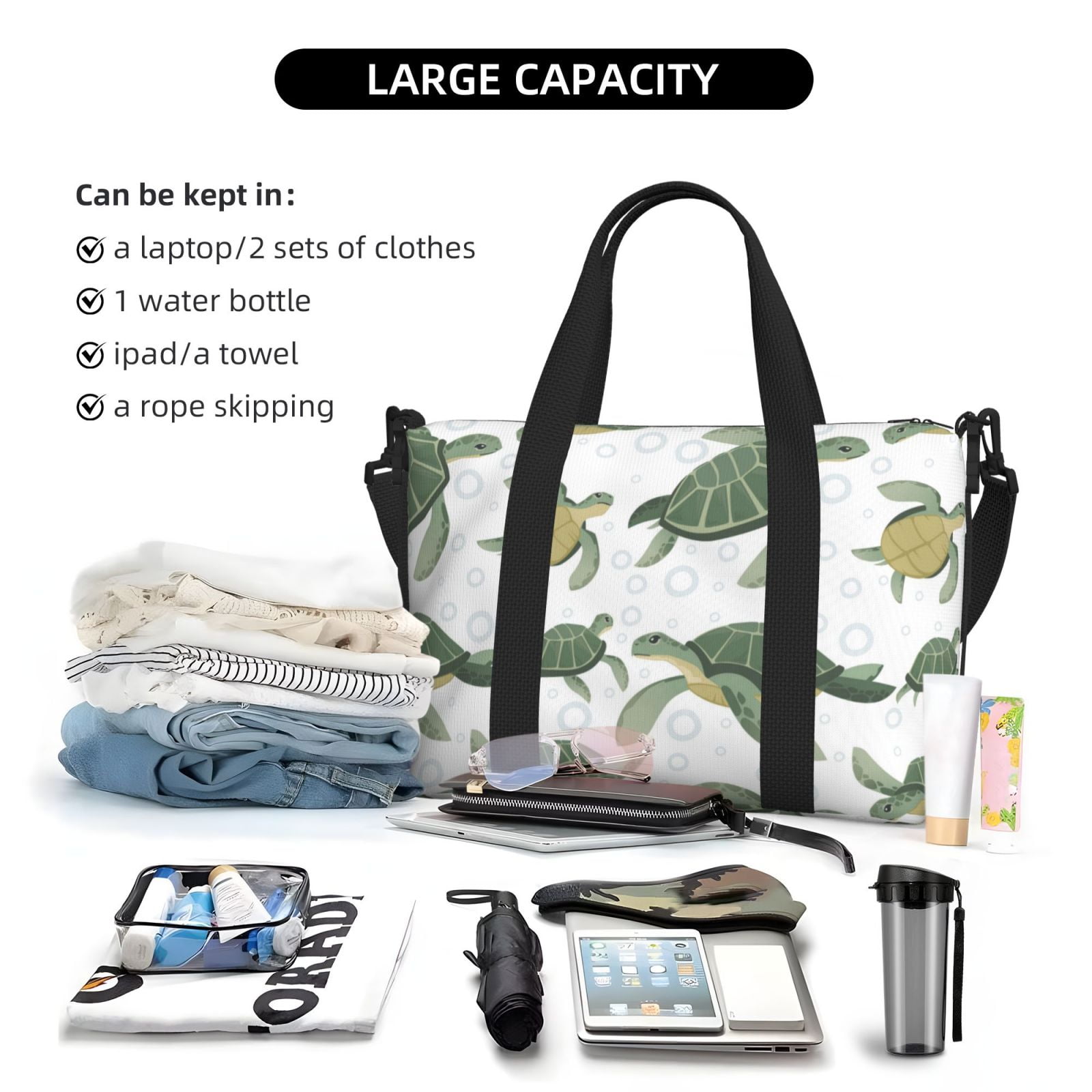 Rocae Cute Turtle for Travel Shoulder Bag Top Handle Handbag with Yoga ...