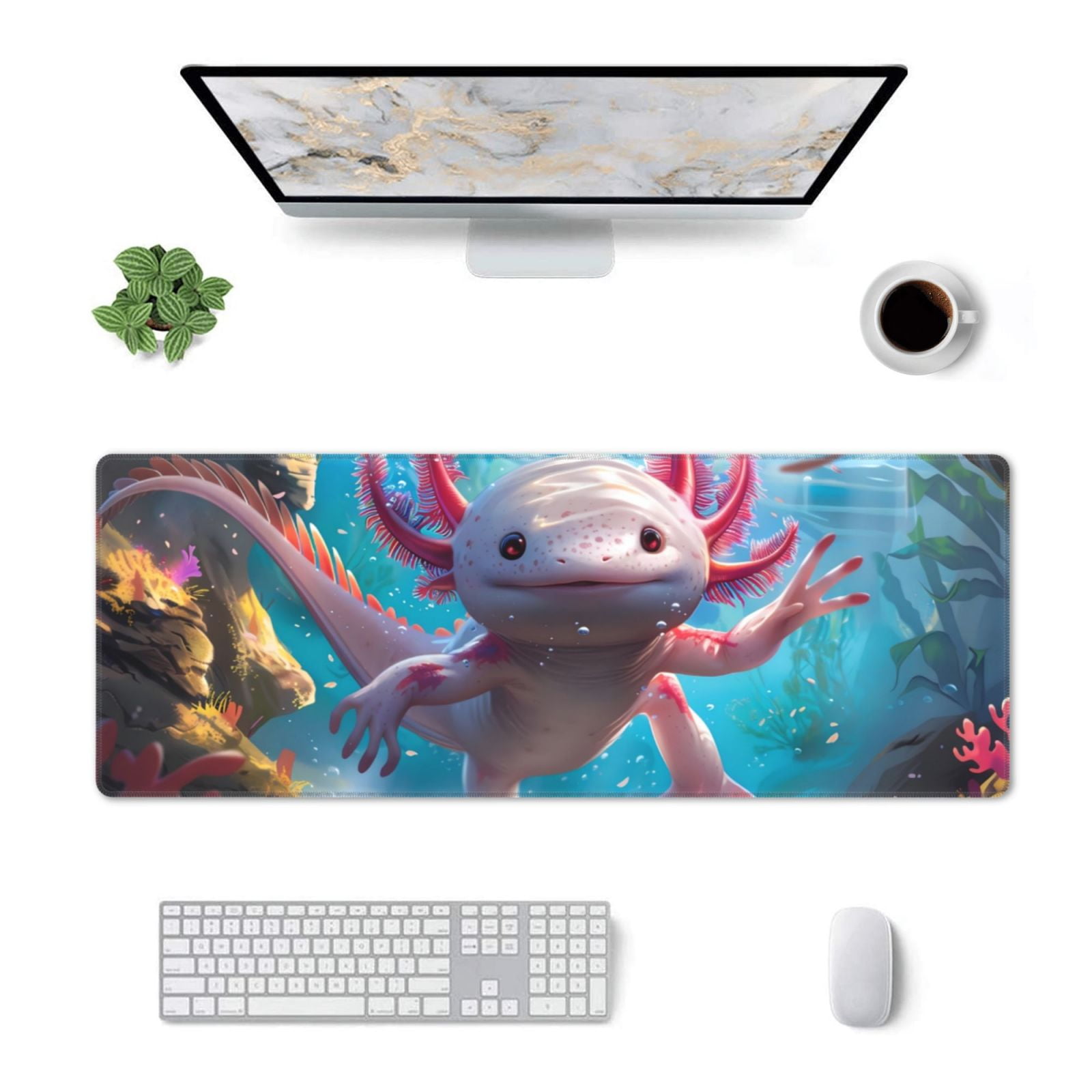 Rocae Cute Underwater Axolotl for Gaming Mouse Pad, Mouse Pad Large ...